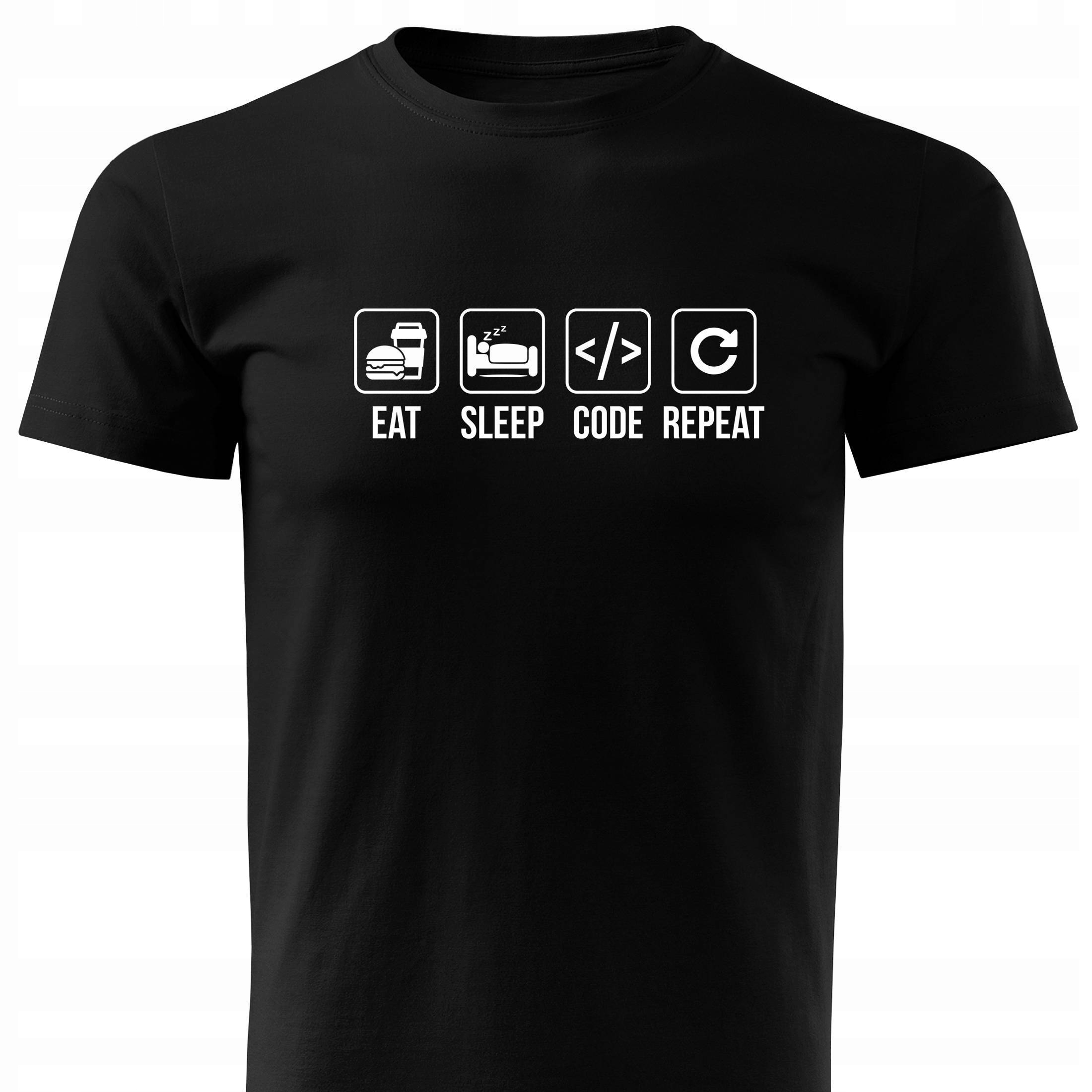 Prezent programisty T-shirt EAT SLEEP CODE REPEAT 12785664905 - Allegro.pl