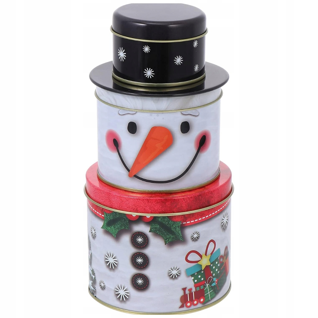 Świąteczne Puszki Do Przechowywania Pudełka Ciastka Metalowe Piętrowe ...