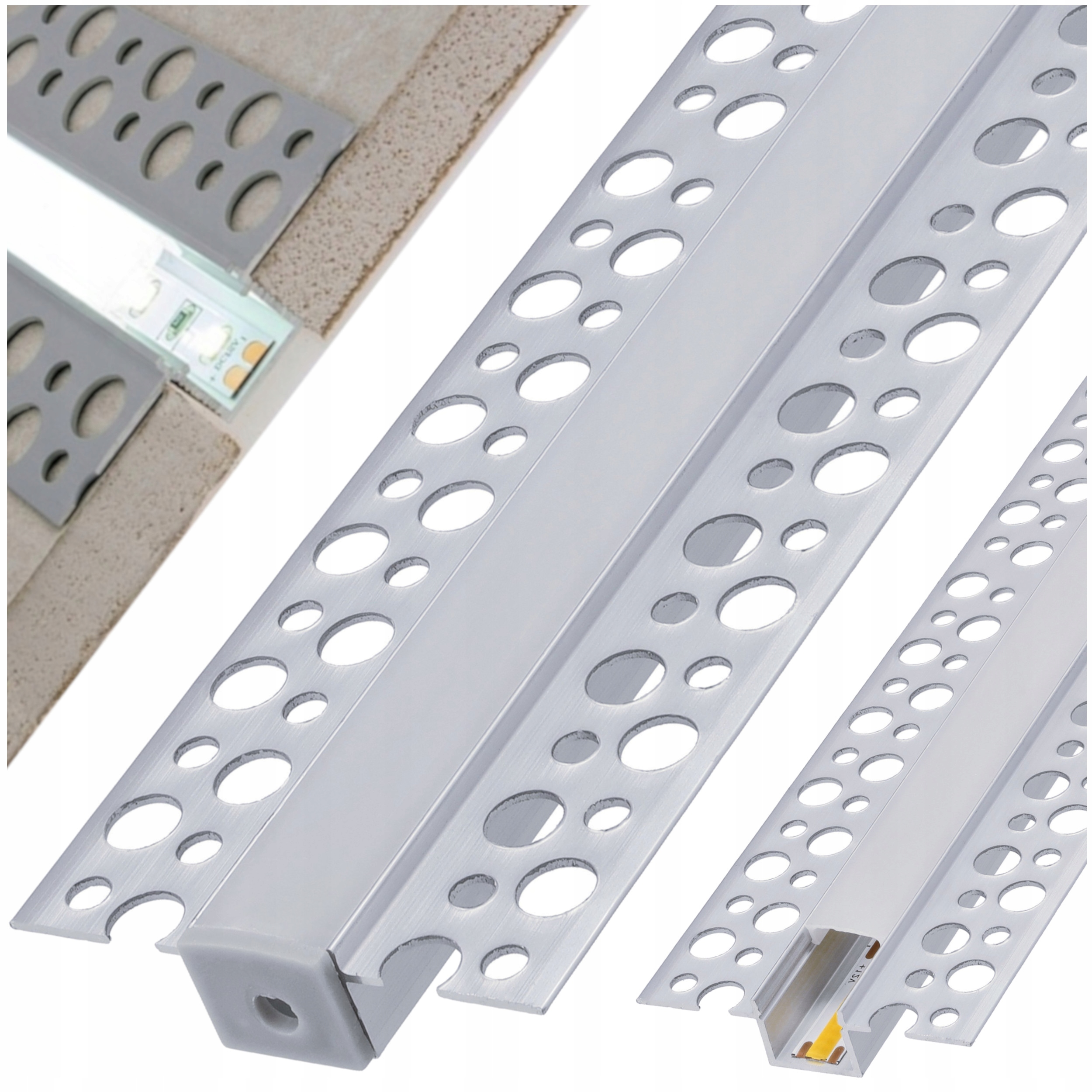 Profil LED Aluminiowy 1m Podtynkowy 12mm Do GK Karton Gips Płytek ...