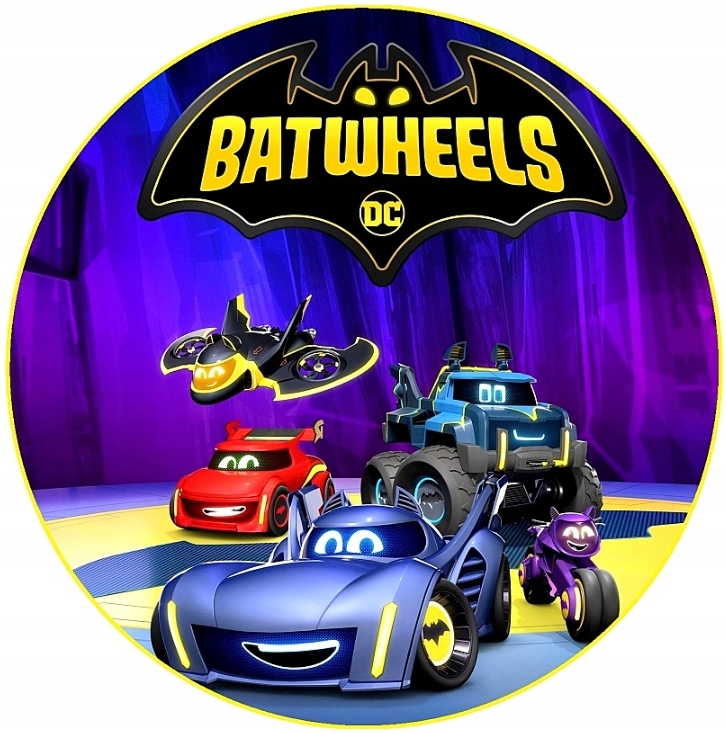 Opłatek na Tort Batman Batwheels Dekoracja Urodziny Cukrowy okrągły ...