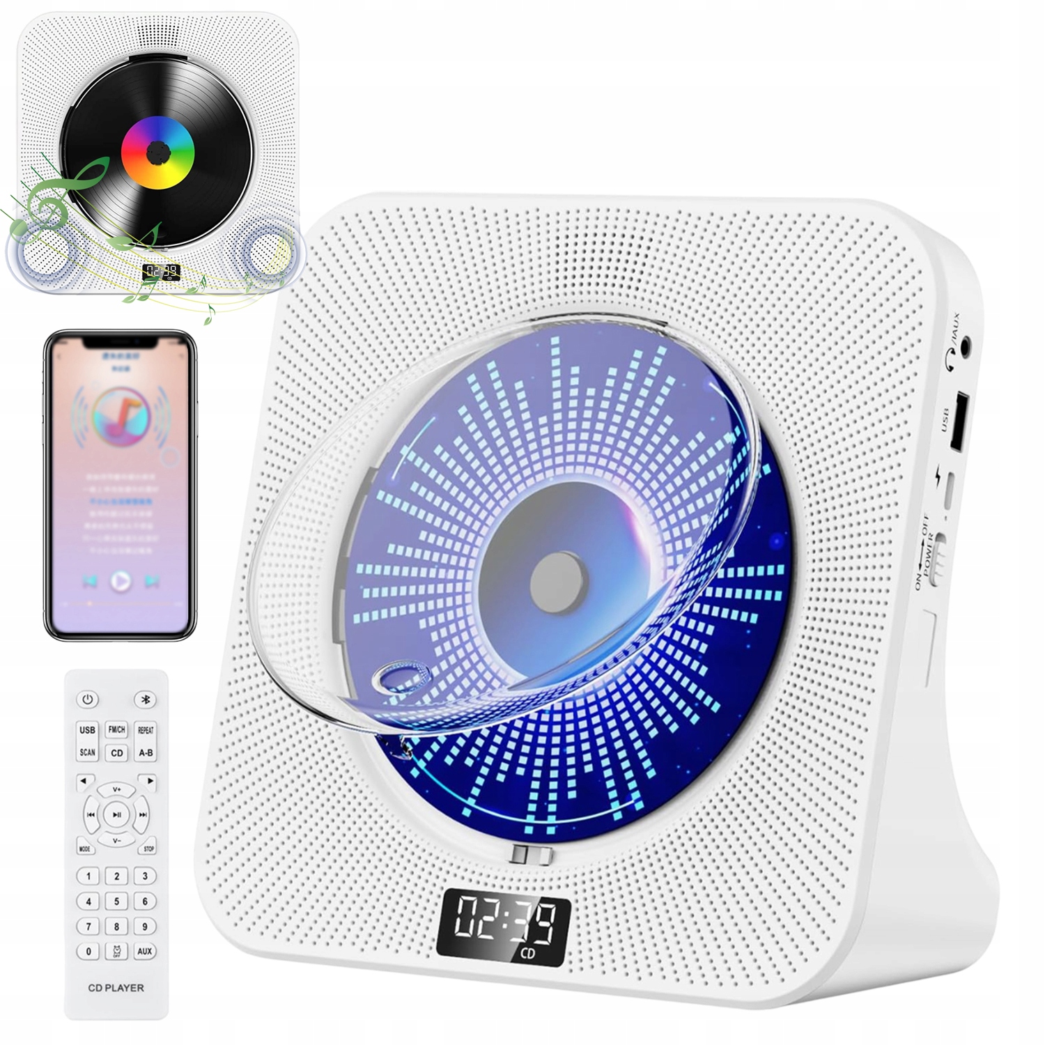 PRENOSNÝ CD PREHRÁVAČ S BLUETOOTH 5.0/FM RÁDIOM/AUX/USB, (887484868391 ...