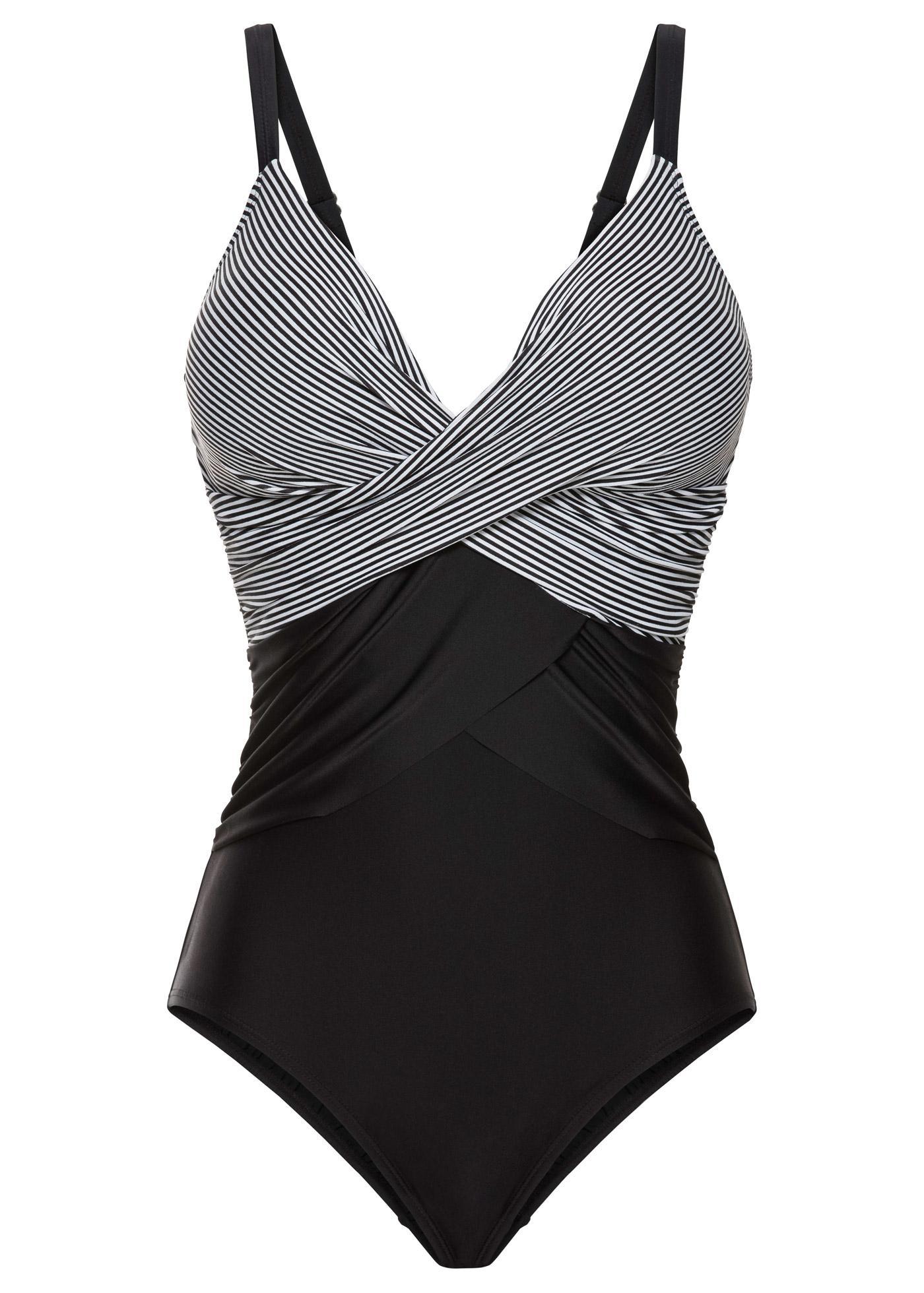 KOSTIUM KĄPIELOWY CZARNO-BIAŁY W PASKI 1O6F26 Bonprix 42 17145607299 - Allegro.pl