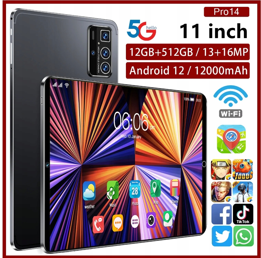 Tablet 11 cali 12 512 GB 5G WIFI Bluetooth,zielony - Sklep, Opinie ...
