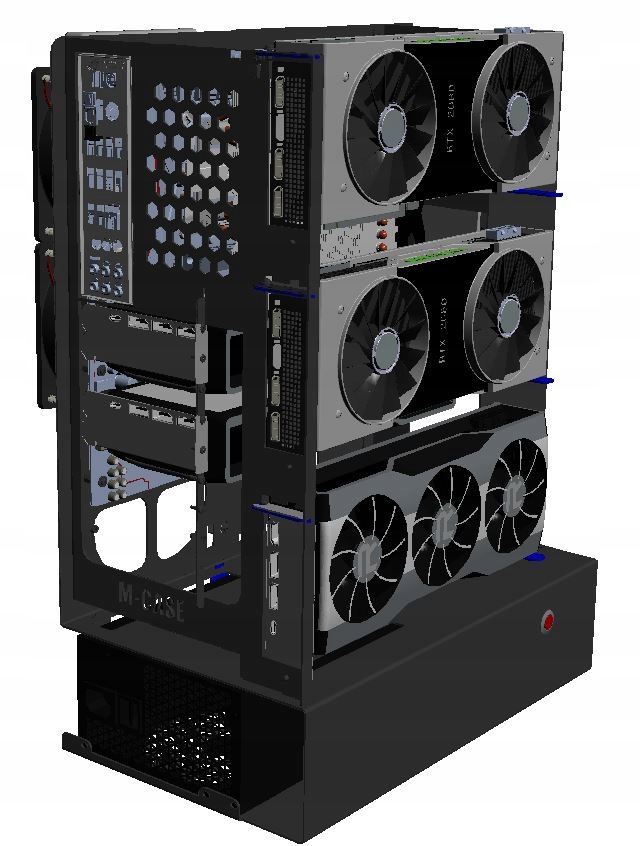 Obudowa M-CASE 4xGPU Otwarta obudowa PC Test Bench / AI / KRYPTO w Nowy ...