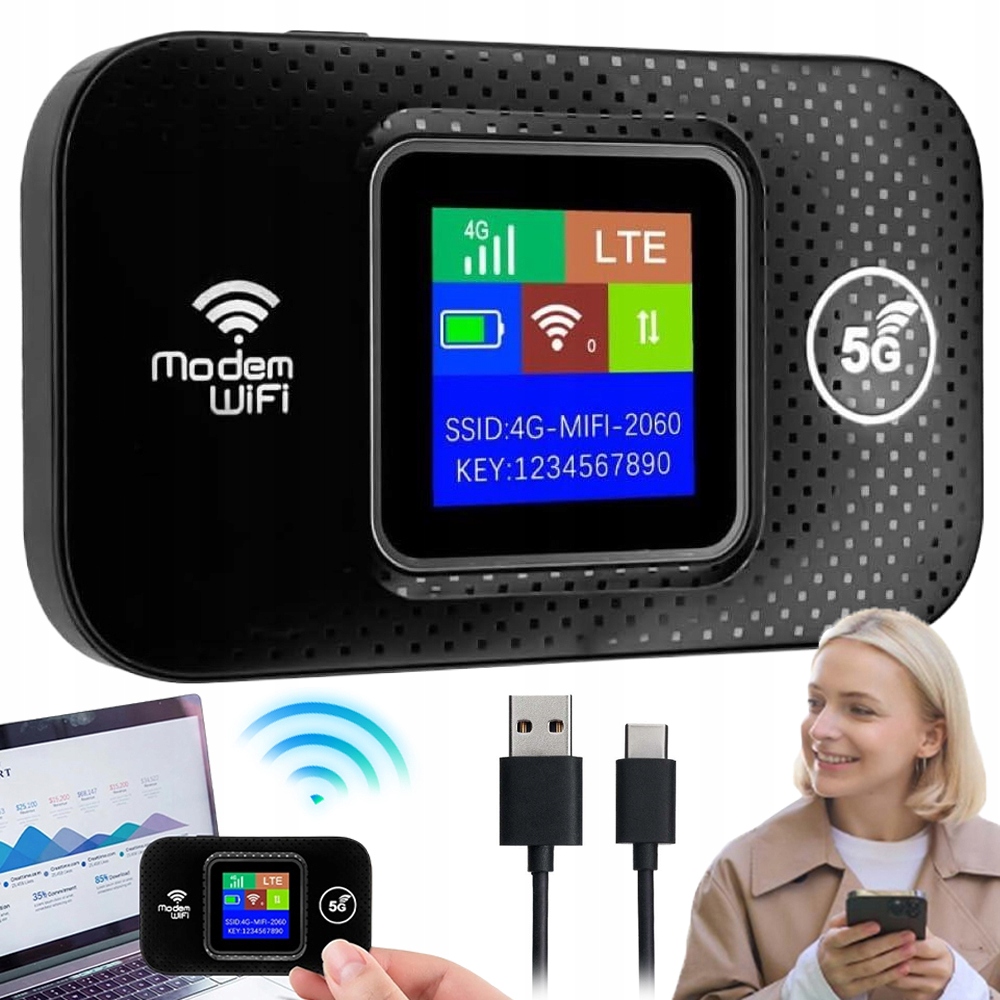 PRZENOŚNY MOBILNY ROUTER WIFI 4G LTE NA KARTĘ SIM 150Mbps BEZPRZEWODOWY ...