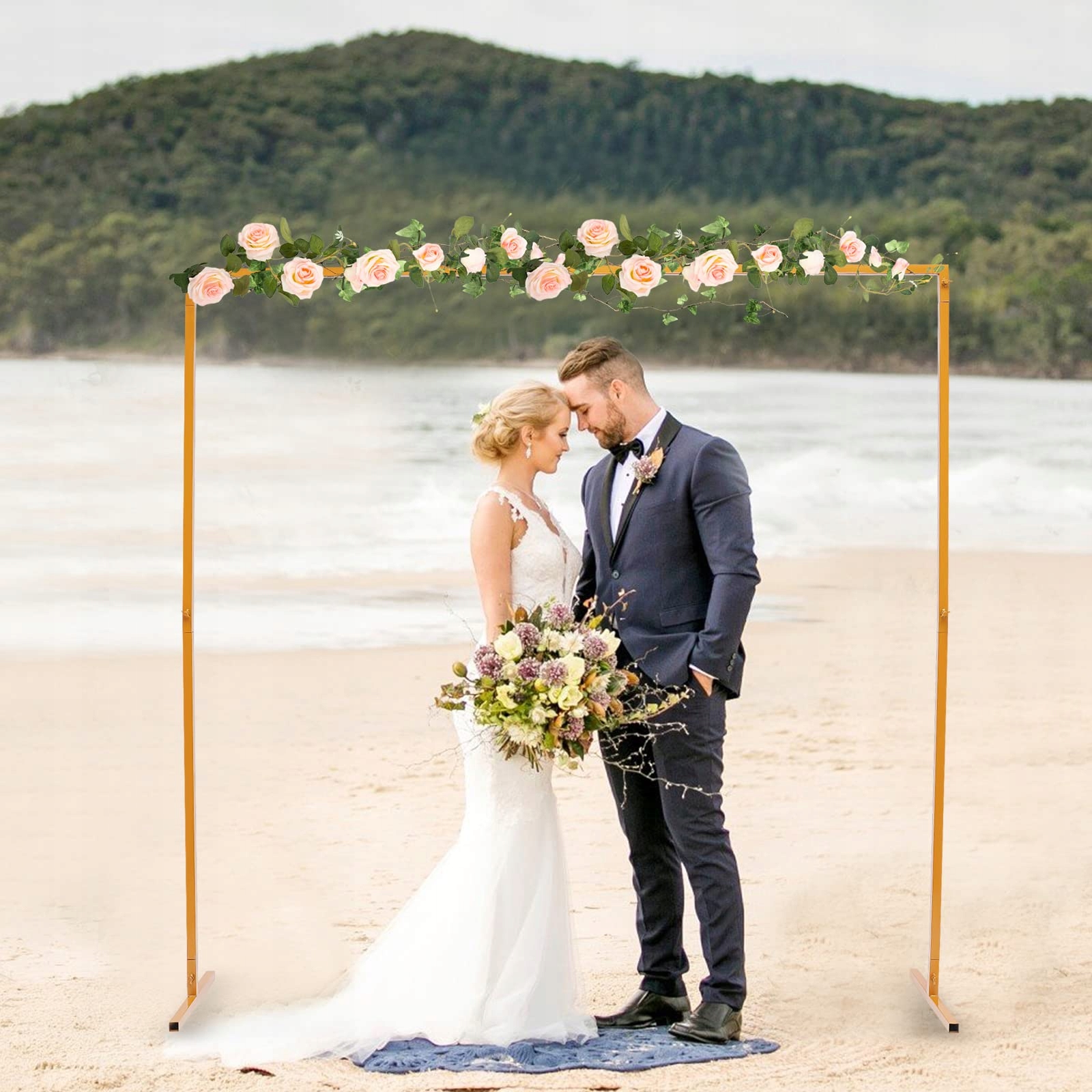 STELAŻ STOJAK KWADRAT NA BALONY METAL ZŁOTY 2M KOMUNIA WESELE ŚCIANKA ...