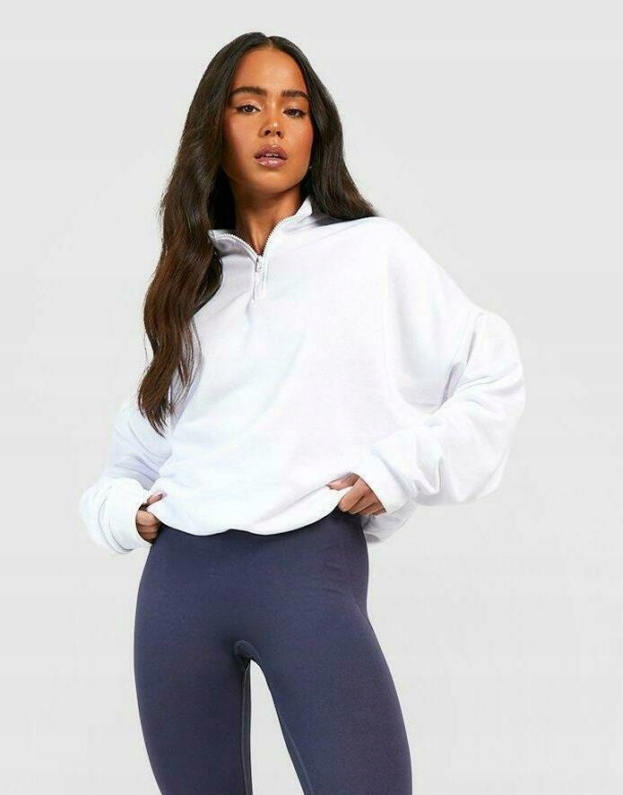 BLUZA BIAŁA DRESOWA KLASYCZNA LUŹNA ZAMEK DŁUGI RĘKAW OVERSIZE BOOHOO M 16997805105 - Allegro.pl