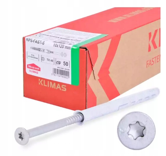 Kołki rozporowe 10x160 ramowe KPS-FAST-S łeb stożkowy TORX Wkręt-met 25 szt (5907704434290 ...