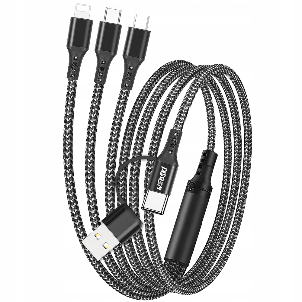 Zestaw kabli USB - USB typ C / microUSB / Lightning Webski - Sklep, Opinie, Cena w Allegro