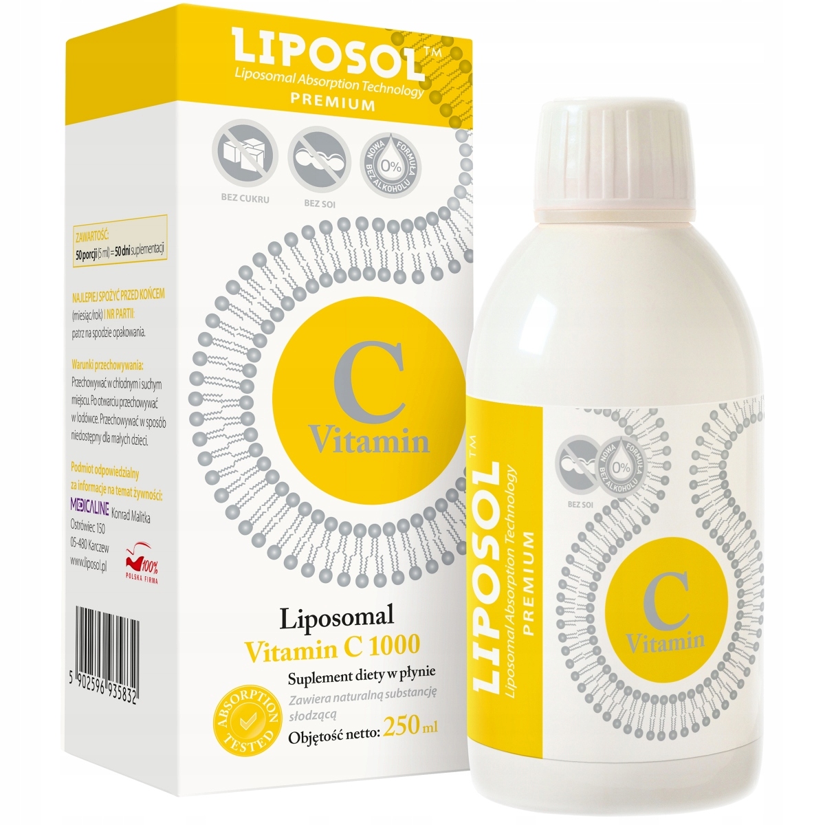 Witamina C 1000 LIPOSOMALNA 250ml ALINESS LIPOSOL PREMIUM NA 50 DNI ...