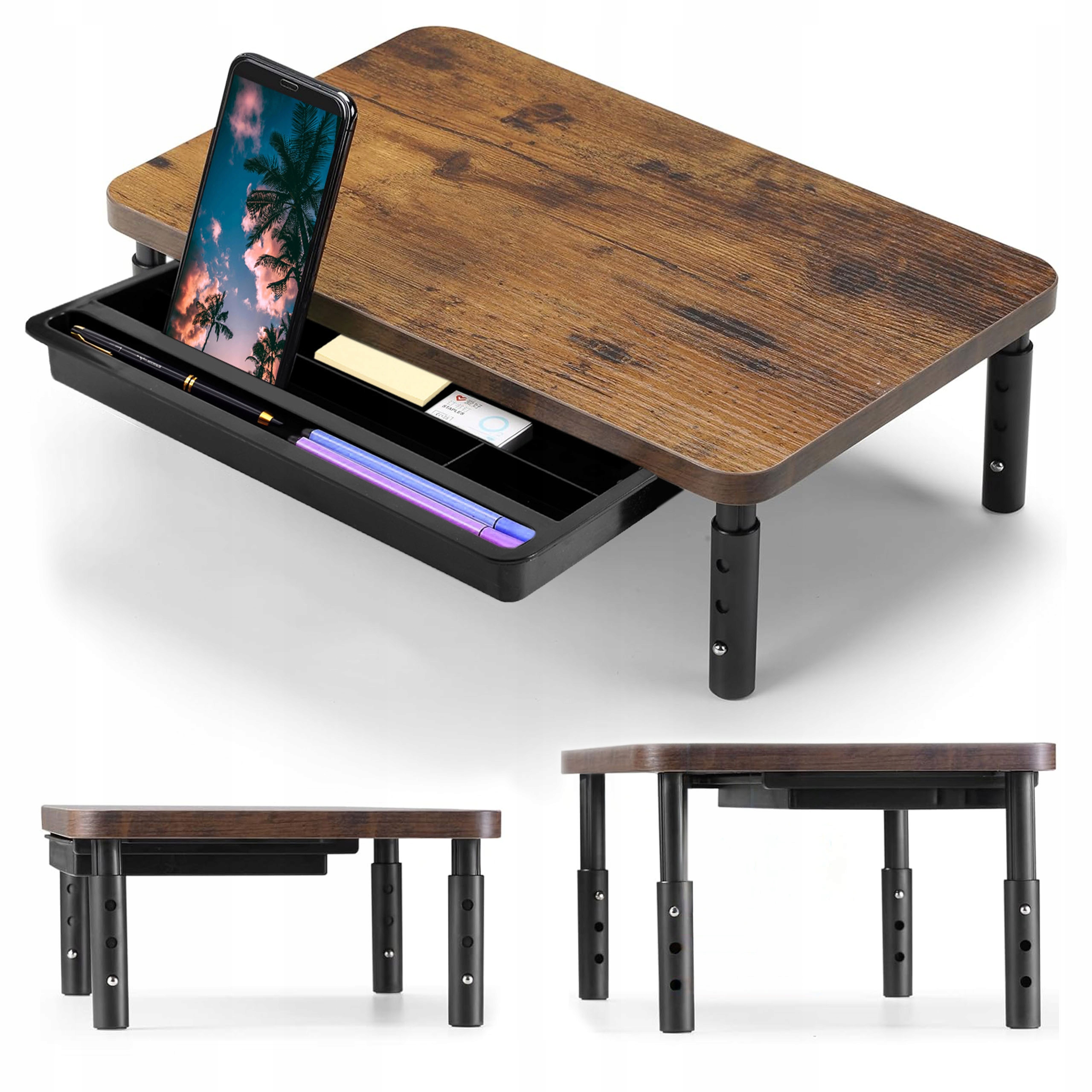 PODSTAWKA POD MONITOR LAPTOP PÓŁKA Z SZUFLADĄ NA BIURKO REGULOWANA ...