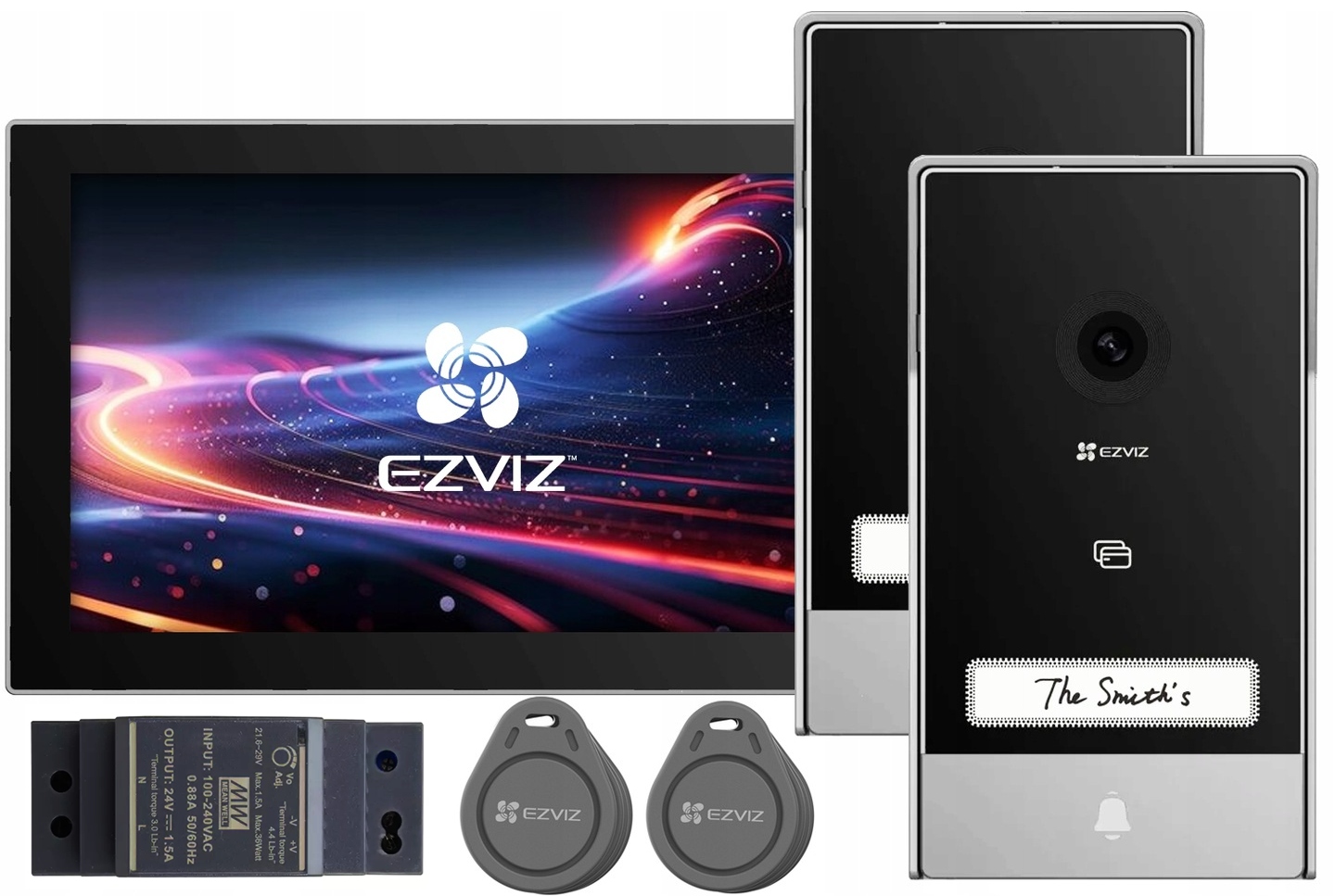 Video kaputelefon EZVIZ HP7 2-Entry KIT 2 WiFi kapupanel DIN tápegység ...