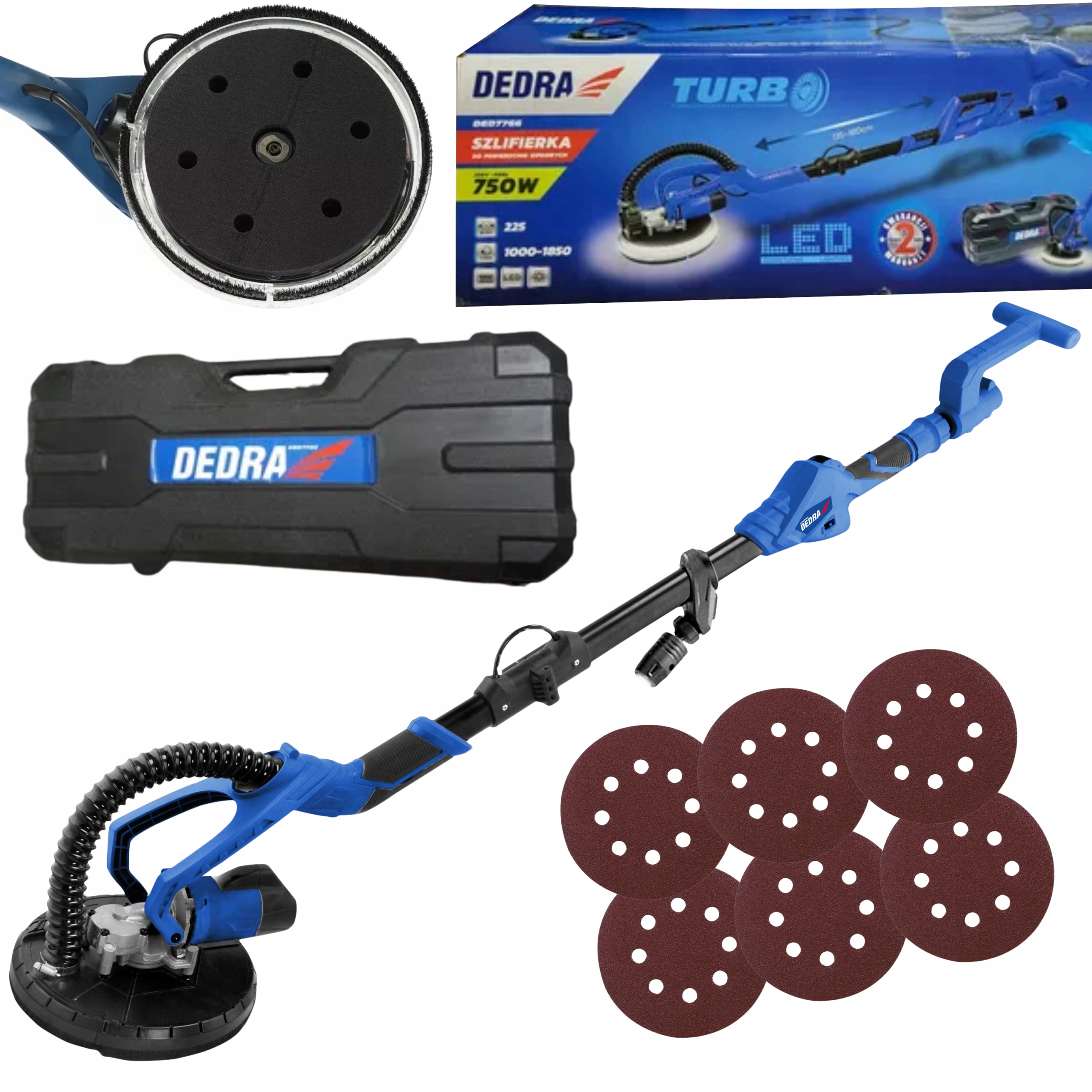 DEDRA SZLIFIERKA ŻYRAFA DO GIPSU GŁADZI TYNKU DED7765 750W LED ...