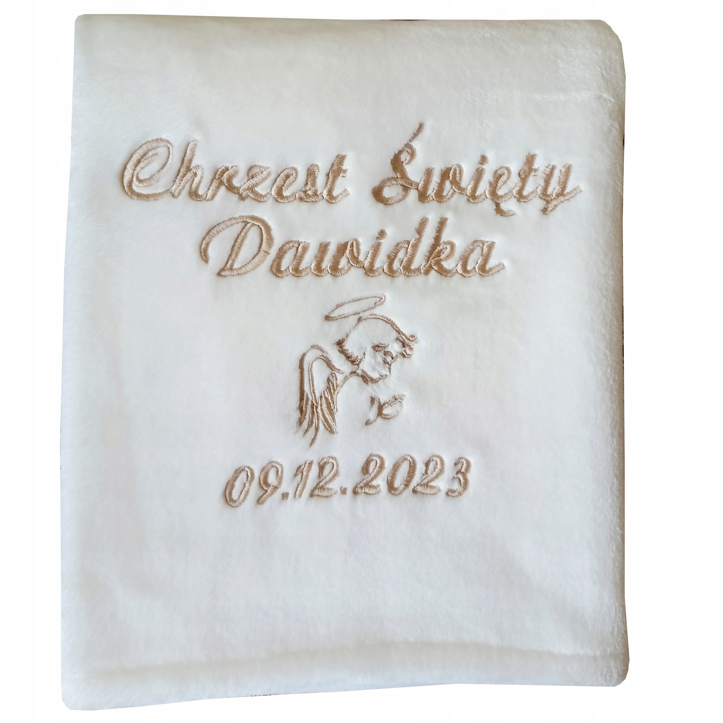 Prezent na CHRZEST od chrzestnej chrzestnego PAMIĄTKA CHRZTU kocyk z imię • Cena, Opinie ...