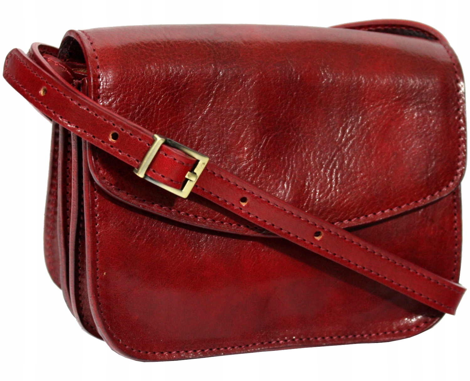 Torebka skórzana damska mała włoska listonoszka czerwona • Cena, Opinie ...