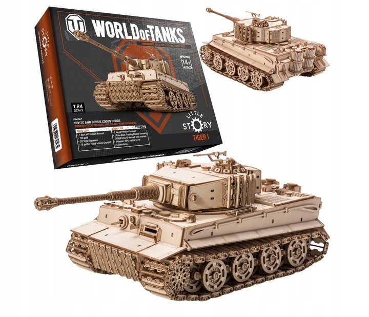 World Of Tanks Dřevěné Stavebnice Puzzle Model 3D - Tank Tiger M1 1417 dílků - Allegro