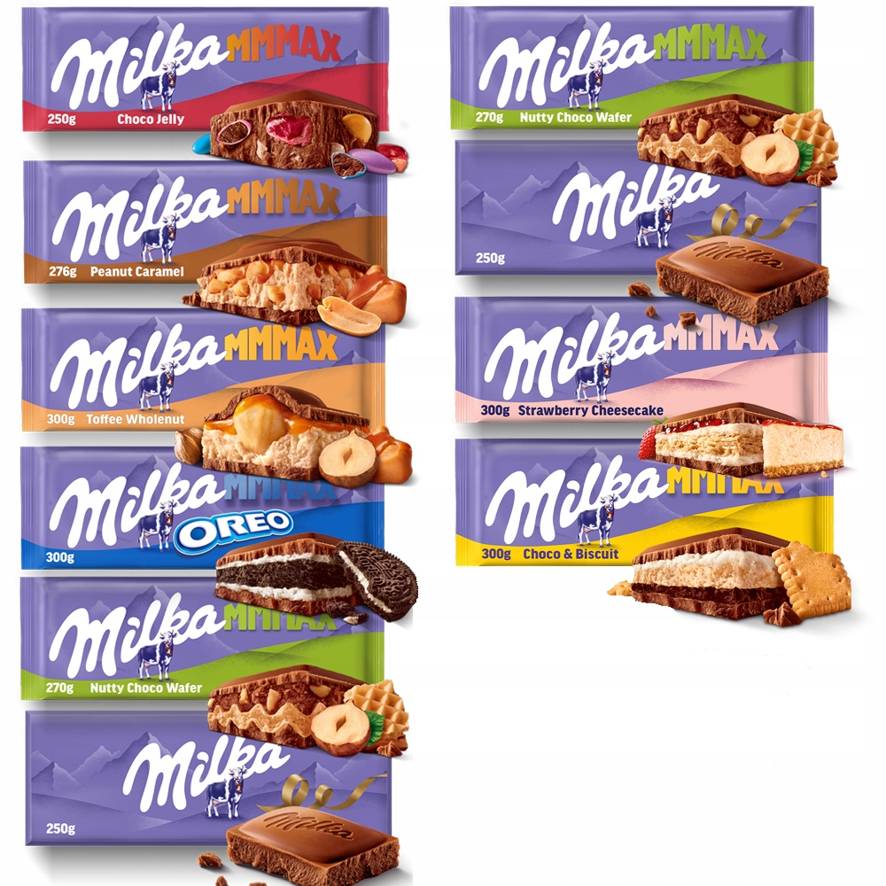Zestaw czekolad mlecznych Milka Mmmax duża czekolada x10 MIX smaków ...