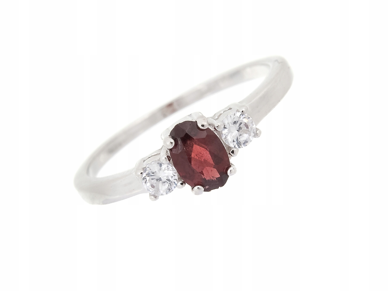 SREBRNY PIERŚCIONEK RODOWANY ROZM.16 GRANAT NATURALNY PREZENT • Cena ...