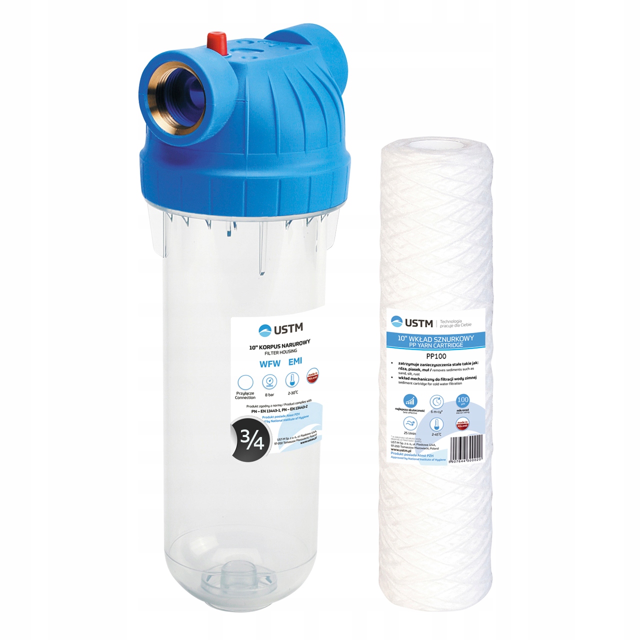 FILTR DO WODY KORPUS 10' EMI 3/4 WKŁAD PP100 USTM (WFW34 EMI + PP100 ...