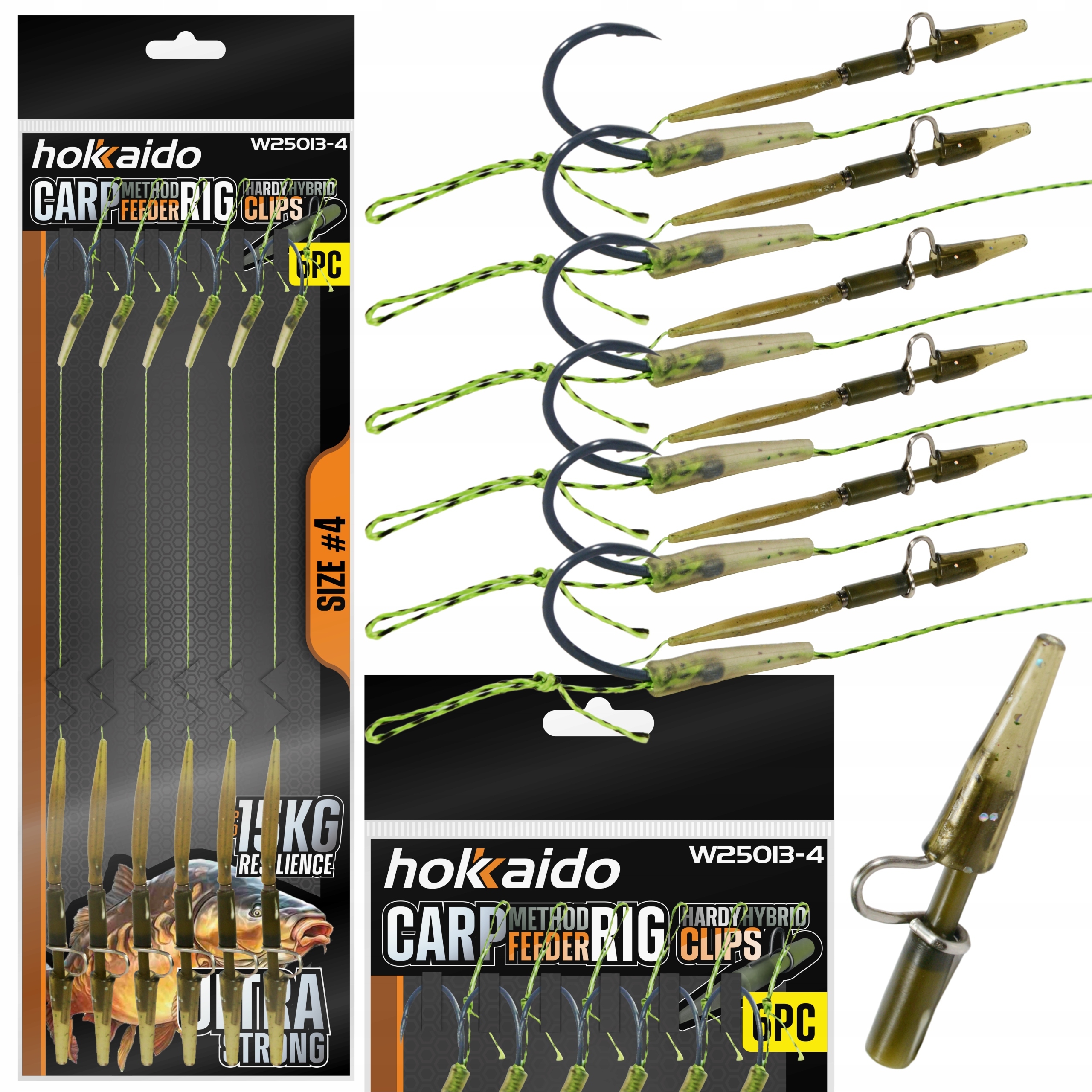 HOKKAIDO PRZYPON KARPIOWY Z WŁOSEM + KLIPS HAK 4 - 5905427501916 - 14358721919 - Allegro