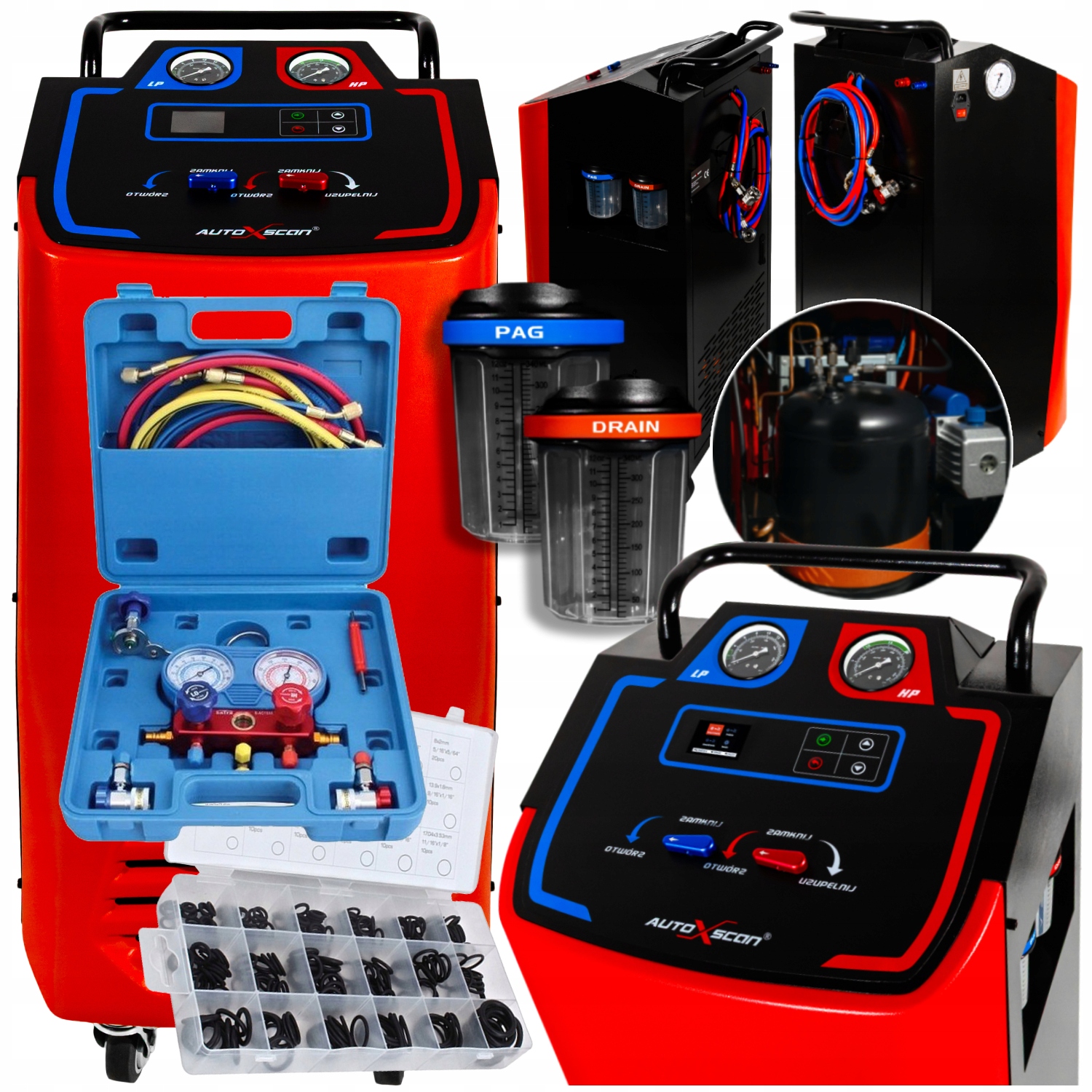 STACJA DO NAPEŁNIANIA KLIMATYZACJI AUTOXSCAN X950PRO R134A MANOMETRY ...