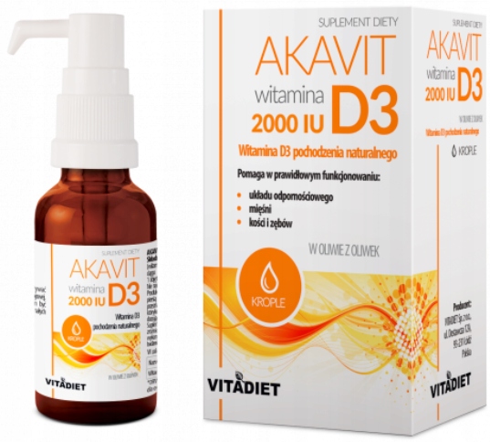 VITADIET Akavit Witamina D3 2000 krople ODPORNOŚĆ 29,4 ml ...
