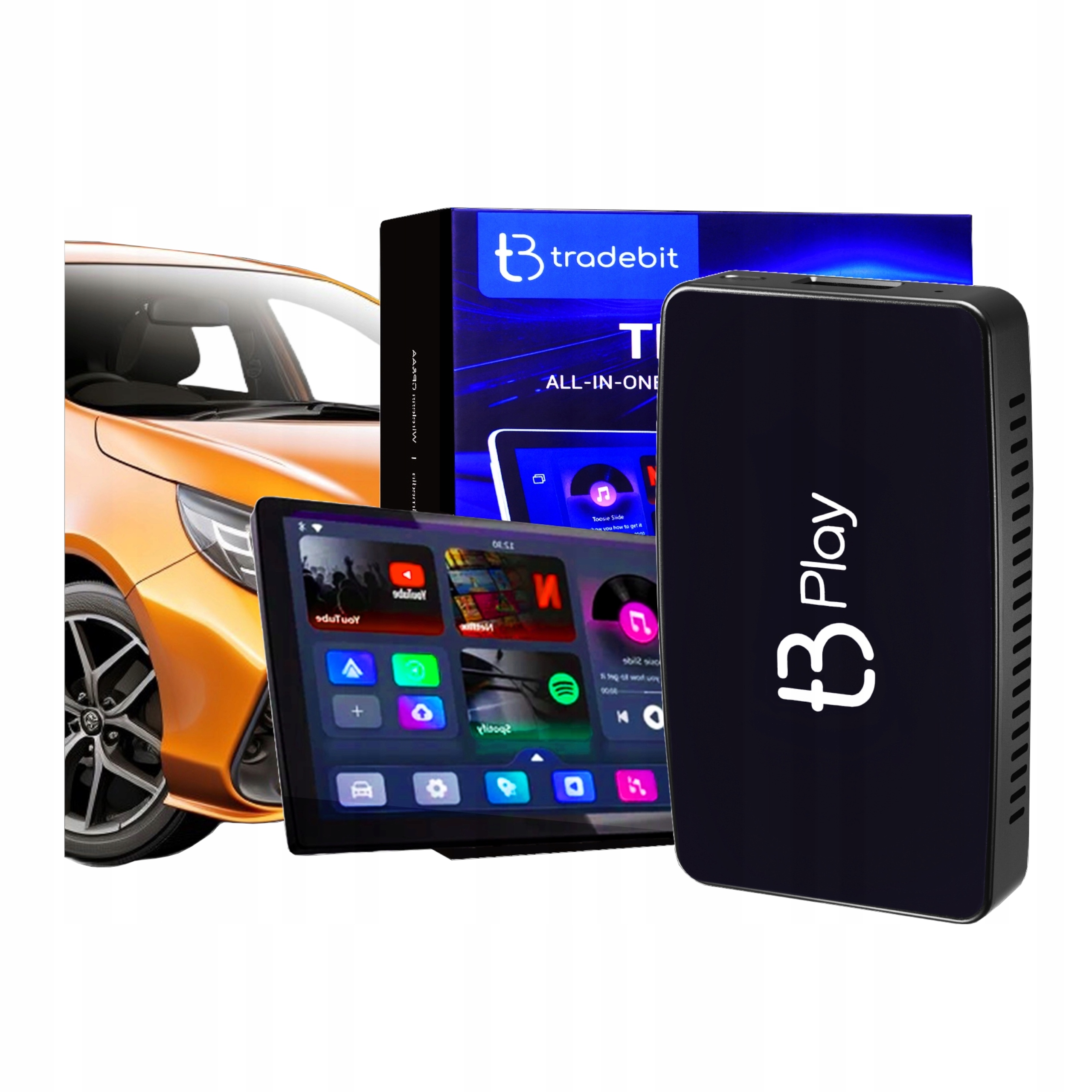 Adapter samochodowy Tradebit TB Play Bluetooth USB CarPlay/Android Auto - Sklep, Opinie, Cena w ...
