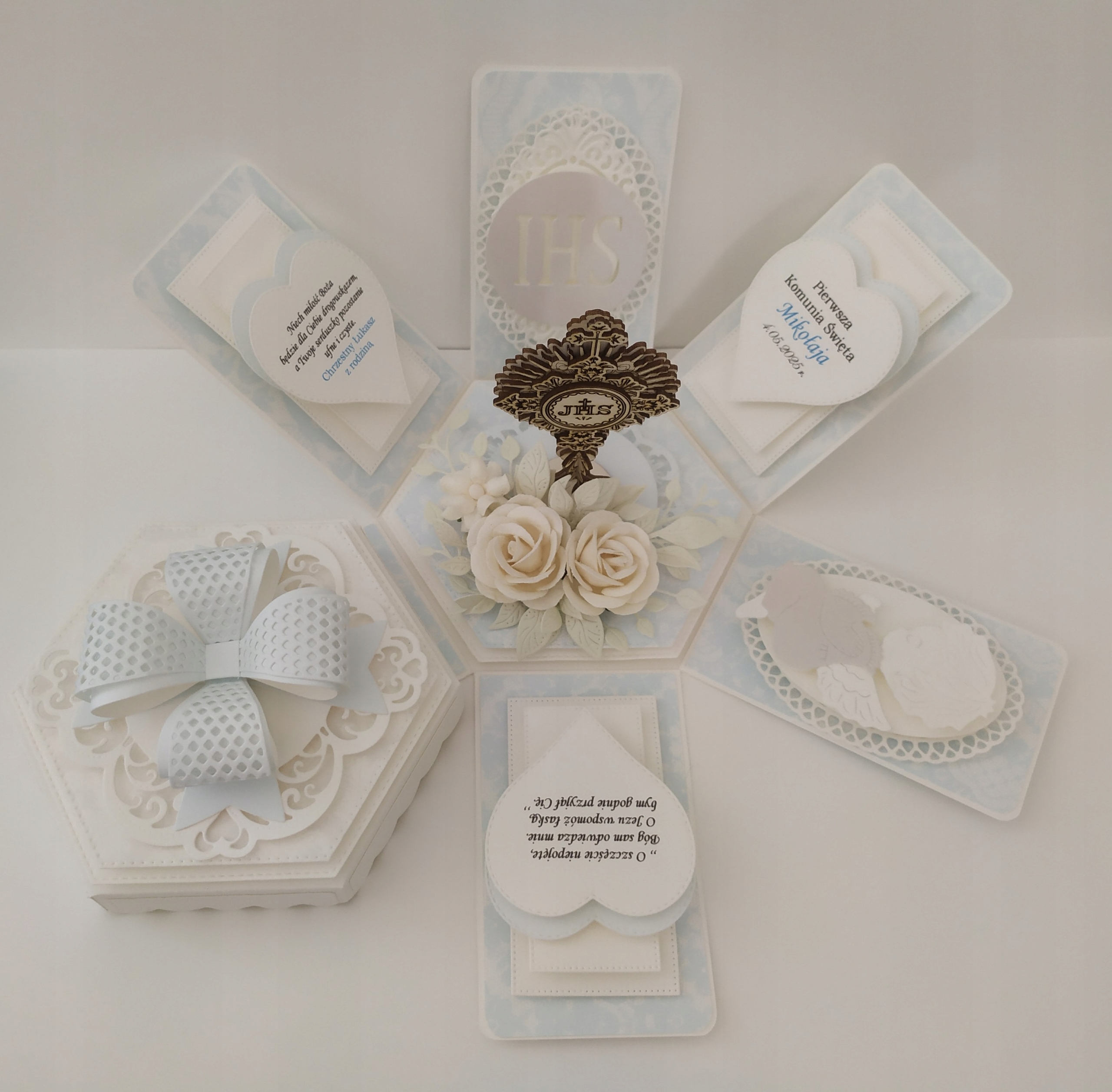 Exploding box komunijny kartka pudełko prezent pamiątka Komunia Święta • Cena, Opinie • Kartki ...