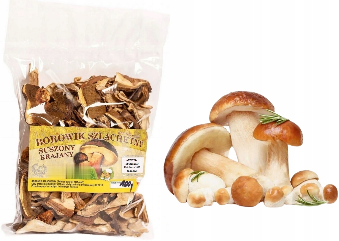 BOROWIK (PRAVÉ) KRÁJENÉ 100G POLSKÝ ATEST 2023 lesní sušené houby za ...