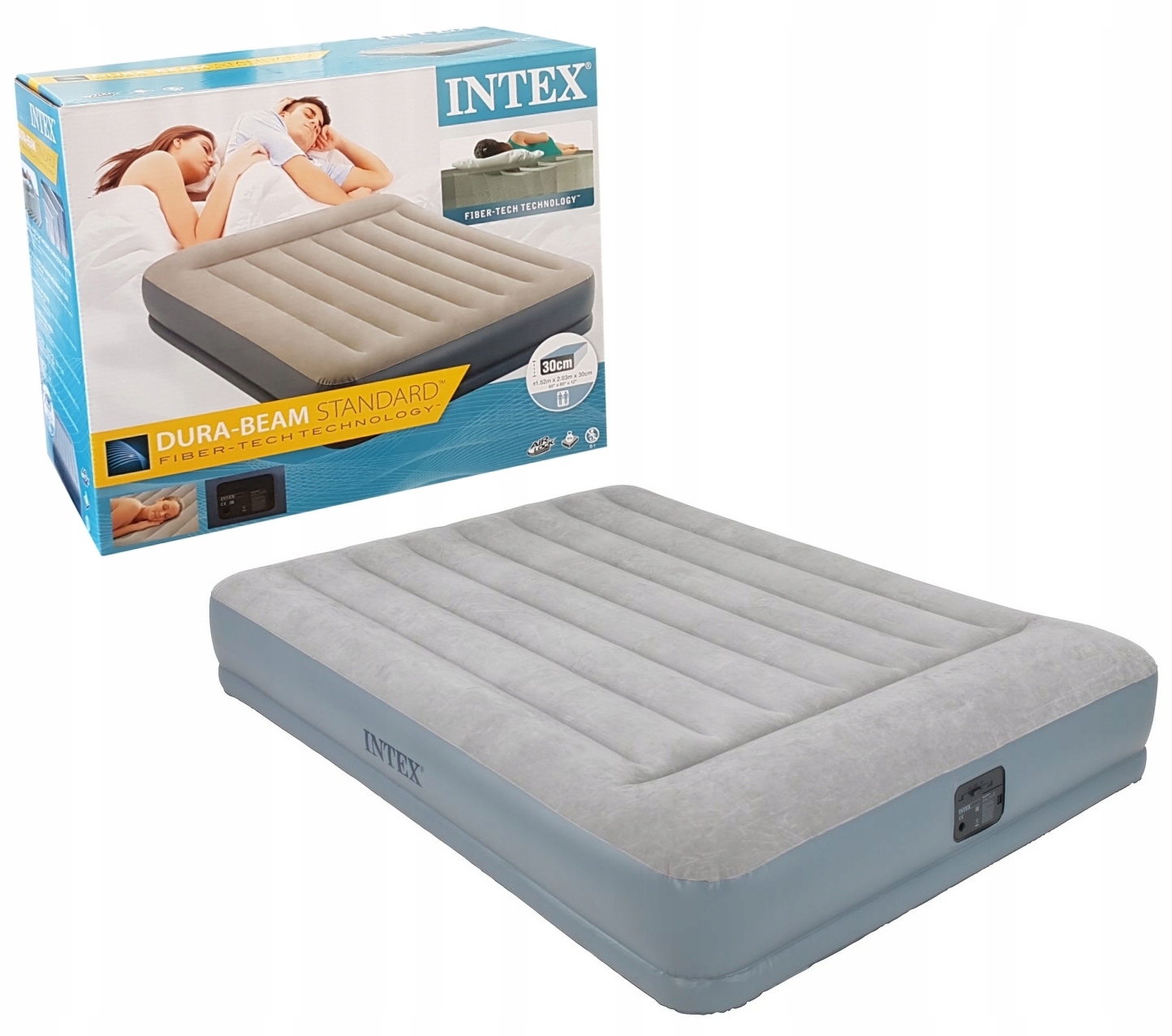 INTEX 64118 materac dmuchany, łóżko 203x152x30 2 osobowy - 54648846432 ...