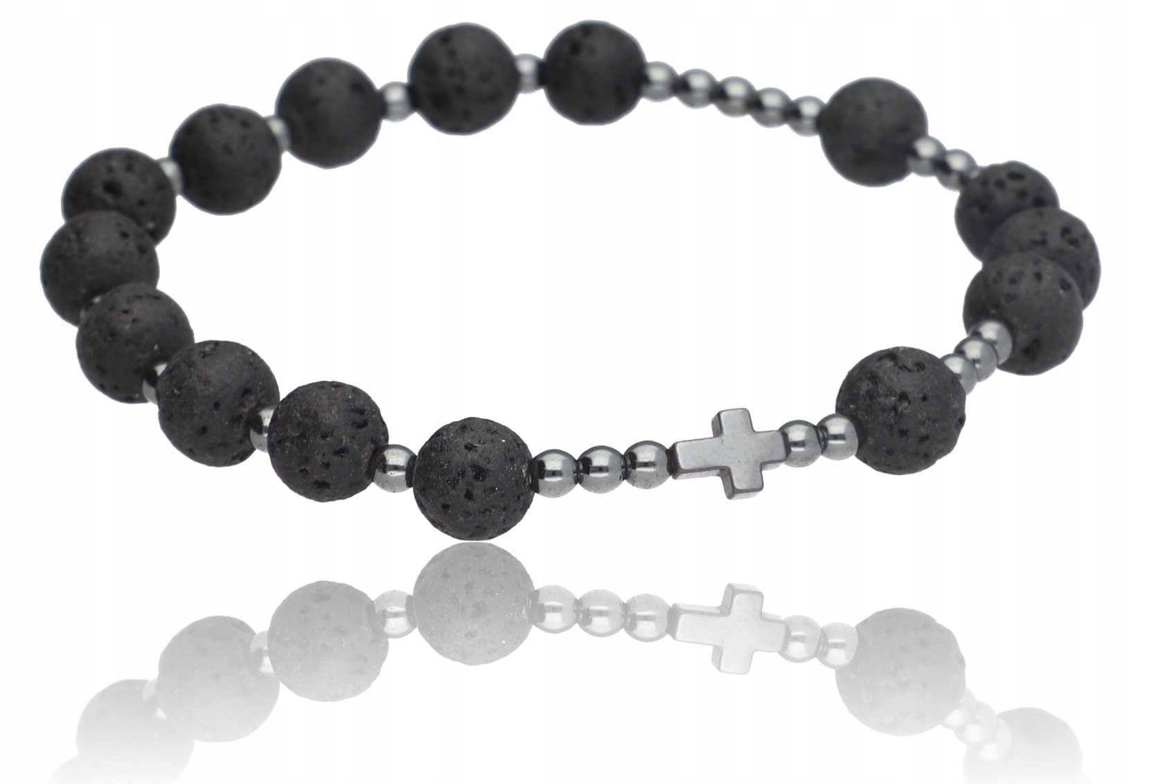 BRANSOLETKA MĘSKA różaniec lawa wulkaniczna (5907131128946) • Cena ...