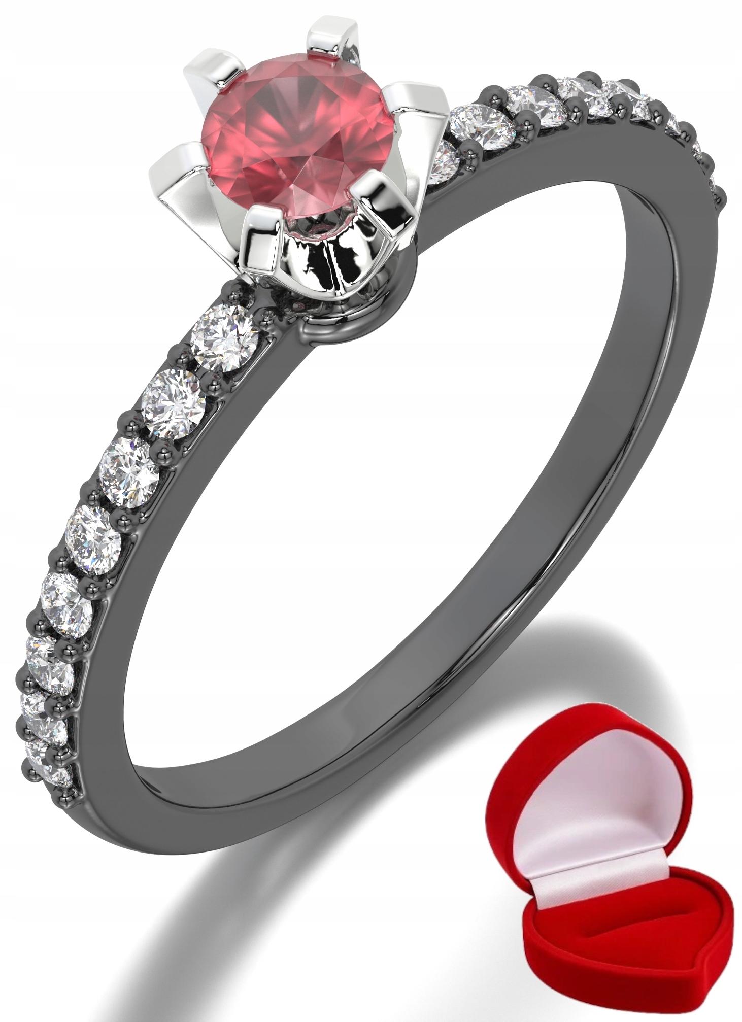 PRSTÝNEK ZÁSNUBNÍ PRSTEN 585 14K RUBÍN 0,19 CT ČERNÉ ZLATO R20 za 33992 ...