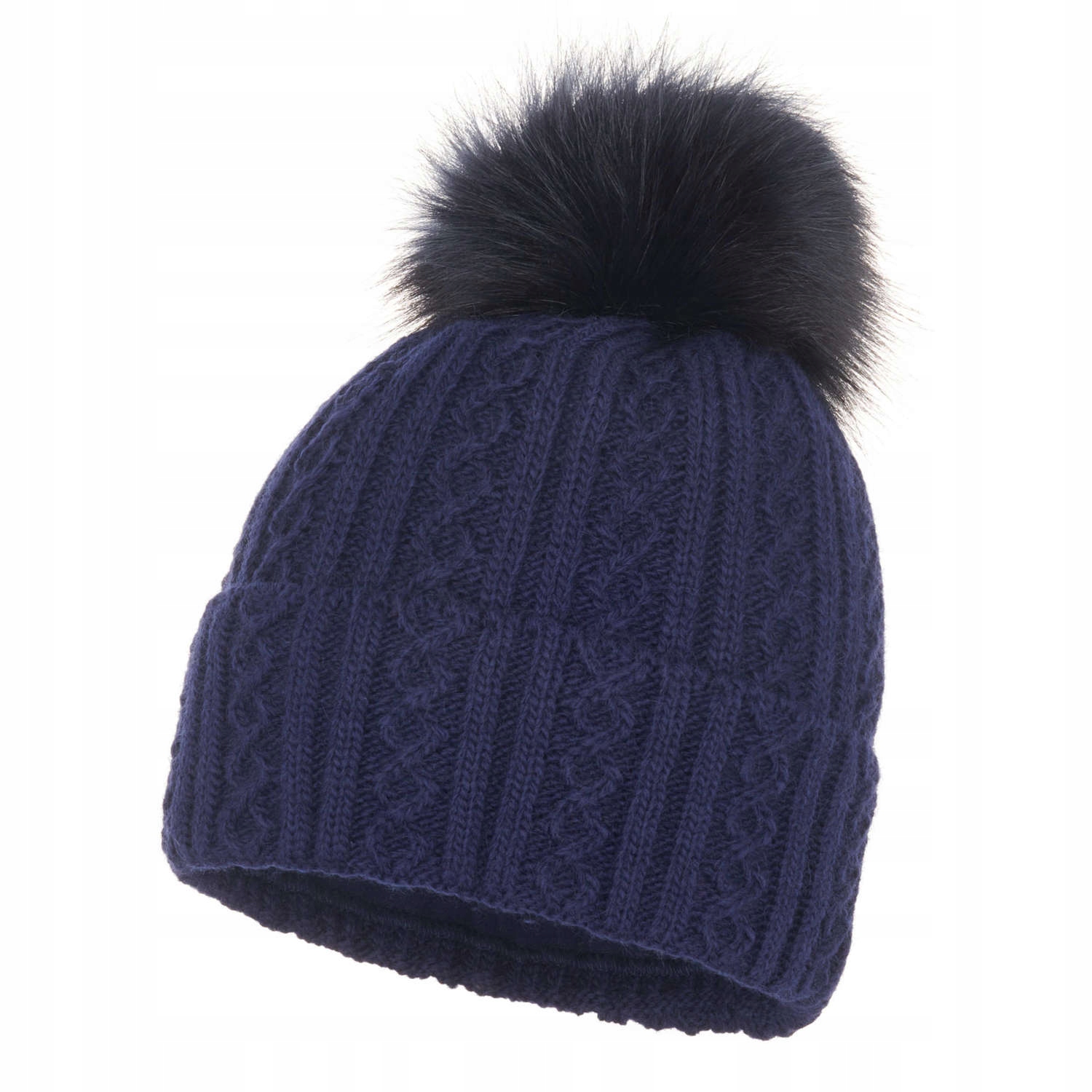 CZAPKA DAMSKA ZIMOWA Z EKO POMPONEM FUTERKO JENOT (5904365519939 ...