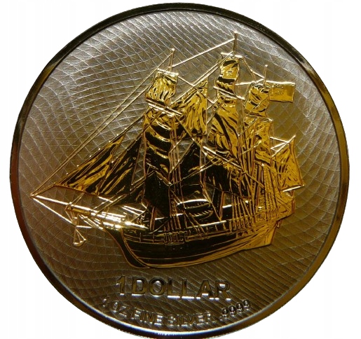 1$ COOK 2022 ŻAGLOWIEC BOUNTY Ag/Au RUTHEN +CERT • Cena, Opinie ...