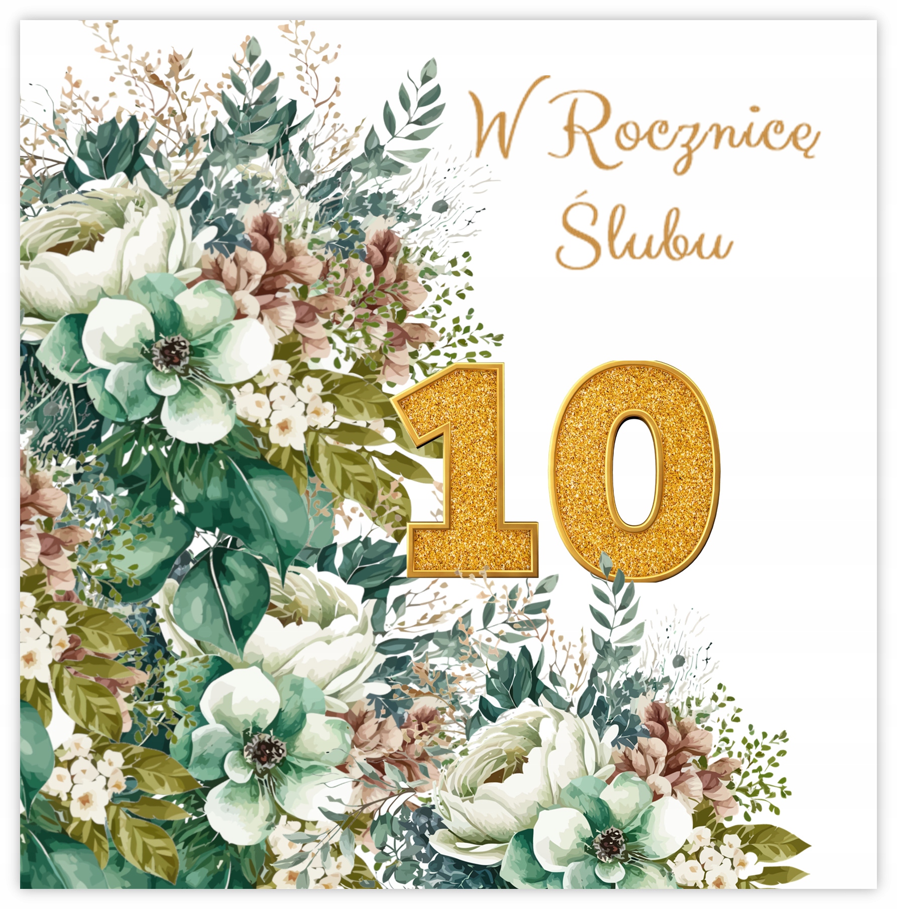 KARTKA NA 10 ROCZNICĘ ŚLUBU CYNOWE GODY ROCZNICA ŚLUBU KOPERTA BIAŁA ...