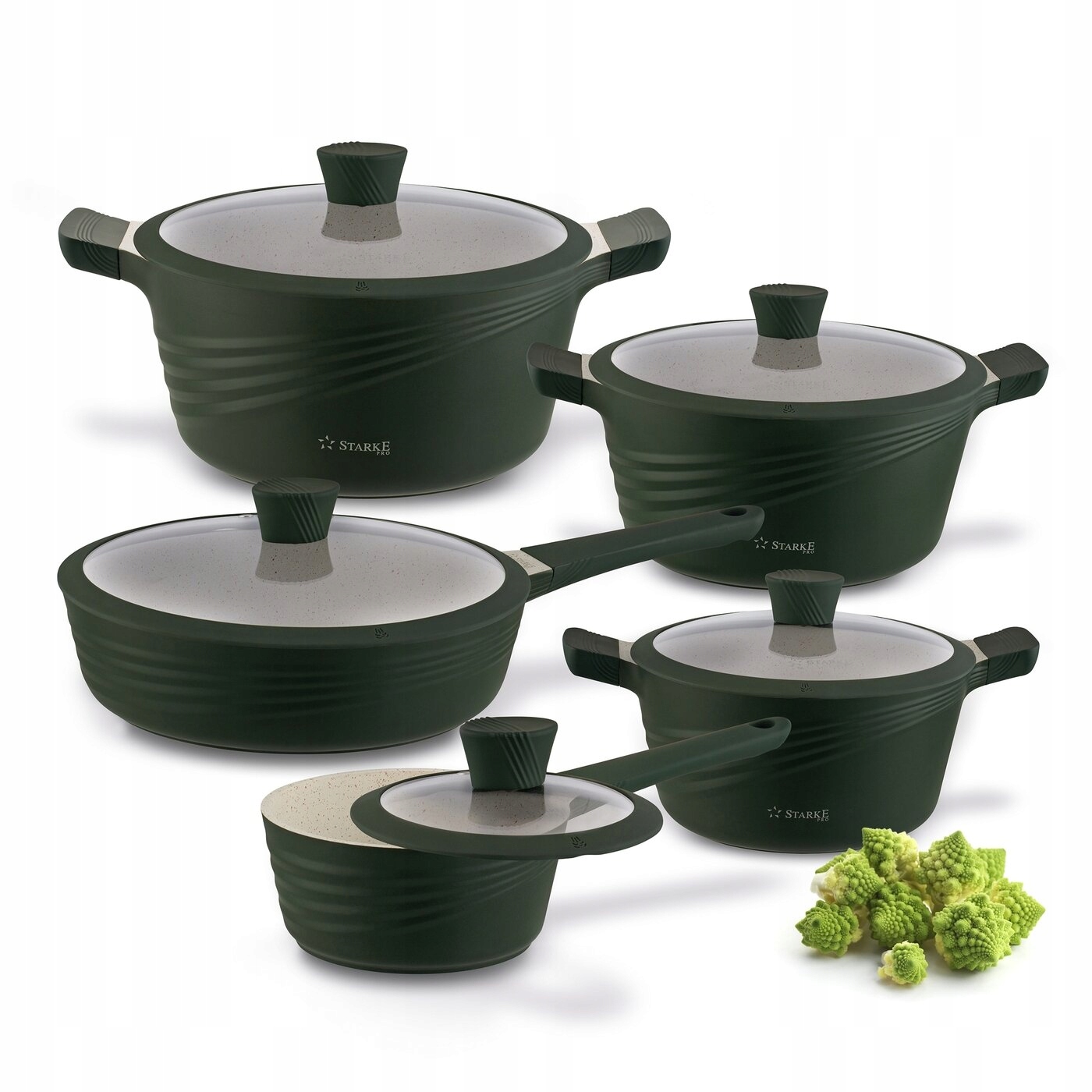 PREMIUM zestaw GARNKI INDUKCJA PATELNIA głęboka RONDEL pokrywka ...