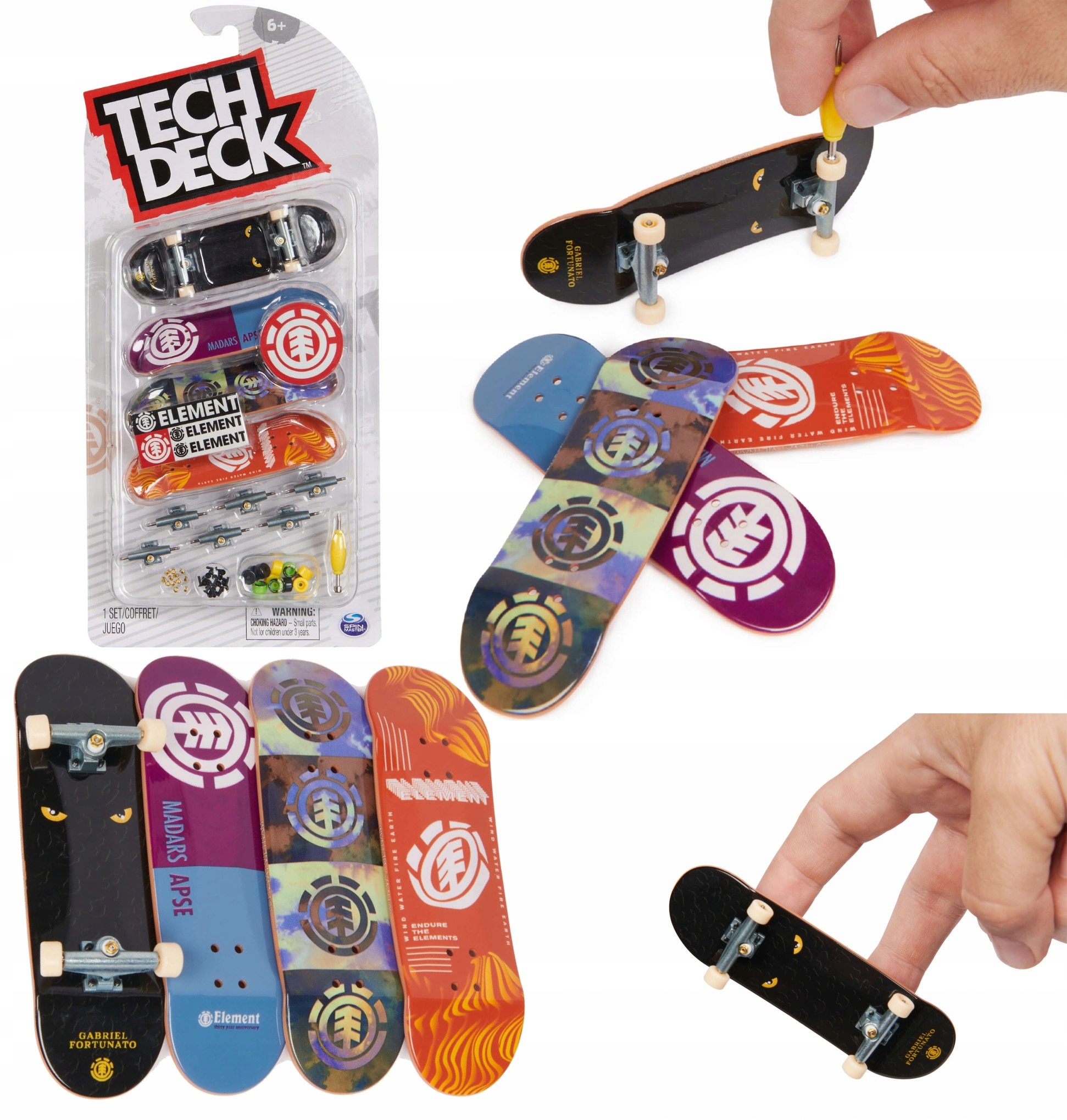 FINGERBOARD ZESTAW DESKOROLKI 4PAK DO ZŁOŻENIA ELEMENT +AKCESORIA TECH ...