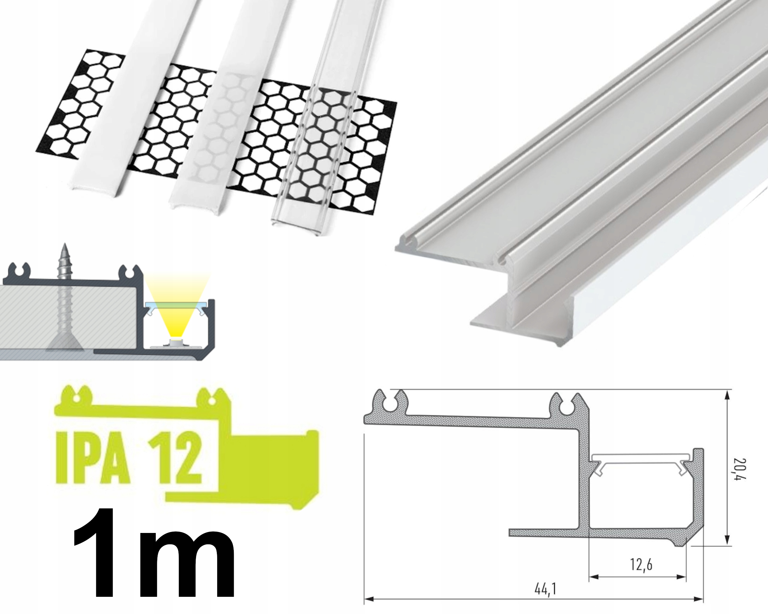 PROFIL LED KRAWĘDZIOWY SUFITOWY 1M IPA12 BIAŁY • Cena, Opinie ...
