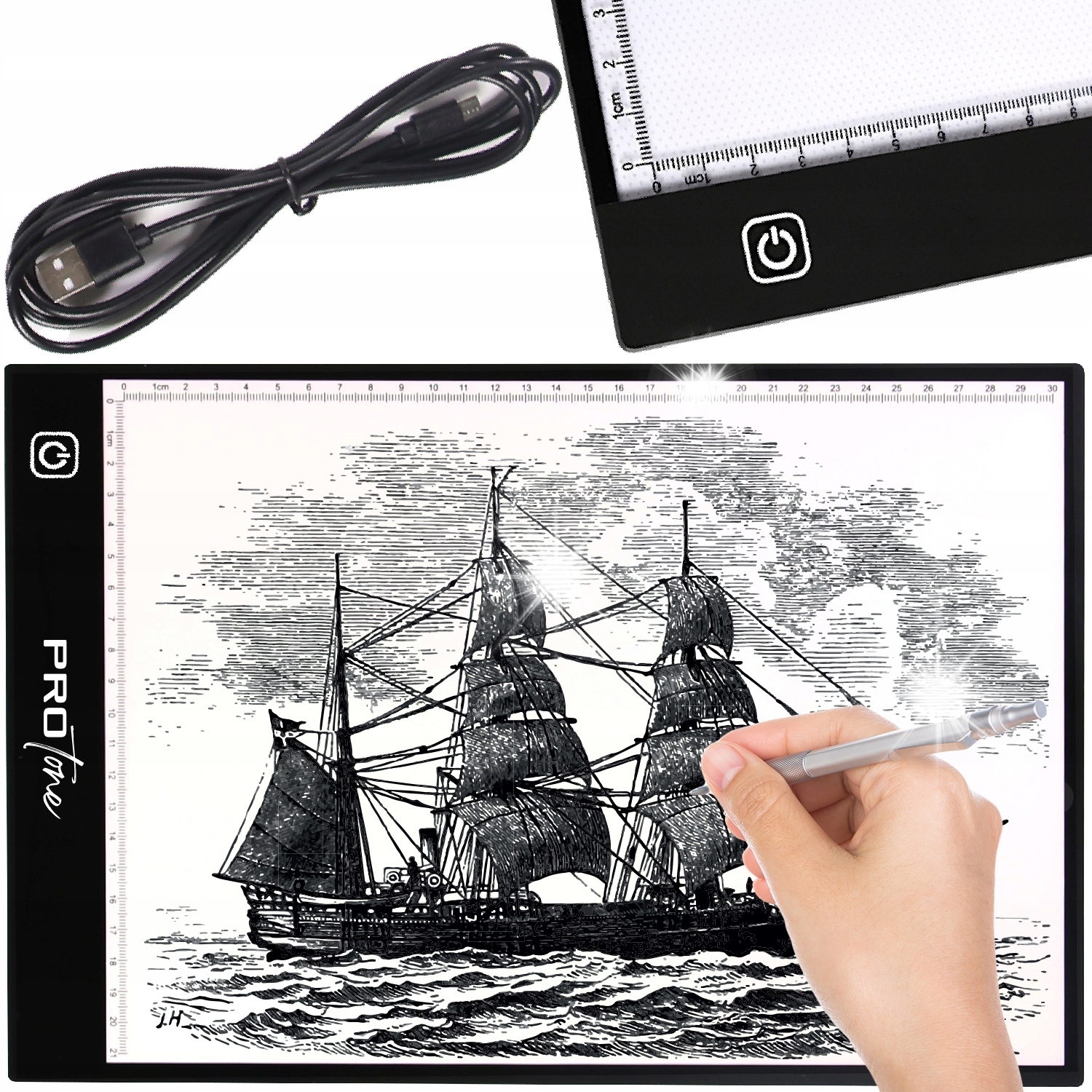 Deska kreślarska PROTone LED PRZENOŚNA DO RYSOWANIA SZKIC KALKA format ...