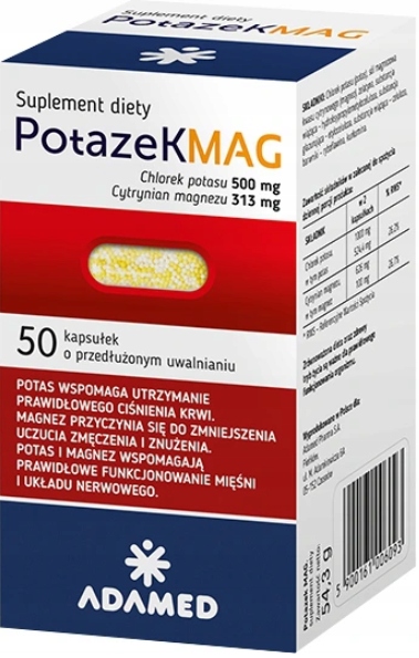 POTAZEK MAG 50 KAPSUŁEK MAGNEZ POTAS SKURCZE (5900161006093) • Cena ...
