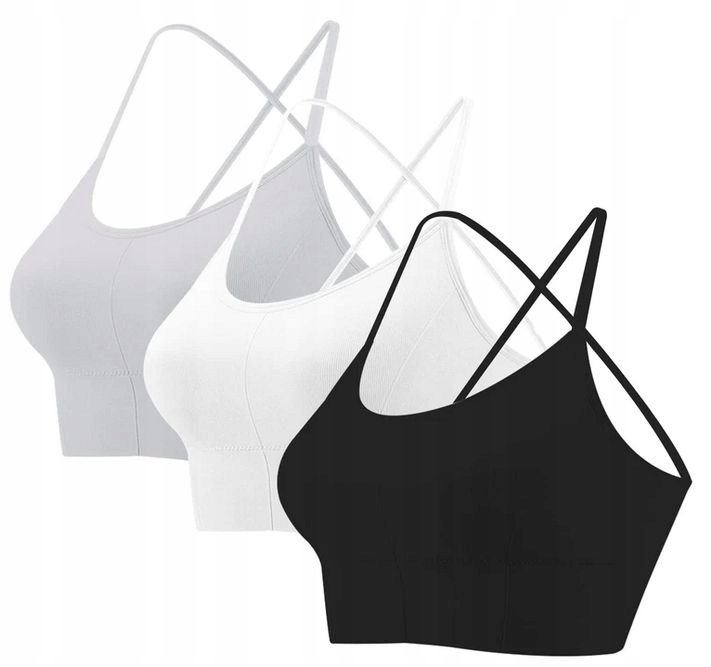 3PAK Biustonosz TOP SPORTOWY Stanik FITNESS push-up 3 KOLORY ROZMIAR S ...