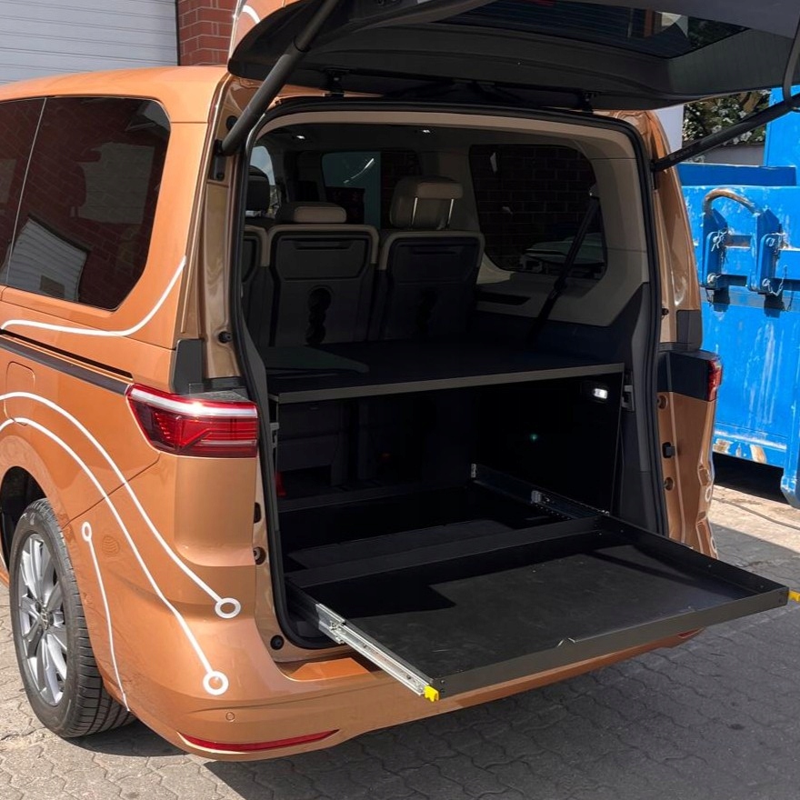 System spania Łóżko Wysuwana platforma Box kempingowy VW Multivan T7 za ...