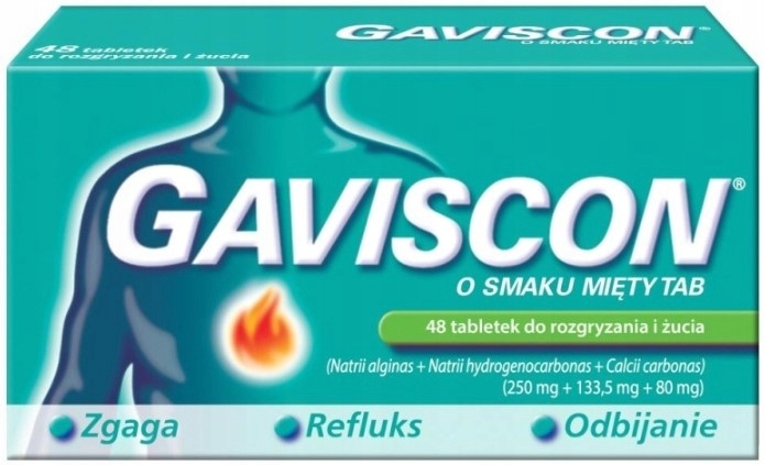 Gaviscon na zgagę i refluks smak miętowy 48 tabletek (5909990803385 ... Gaviscon na zgagę i refluks smak miętowy 48 tabletek (5909990803385 ...