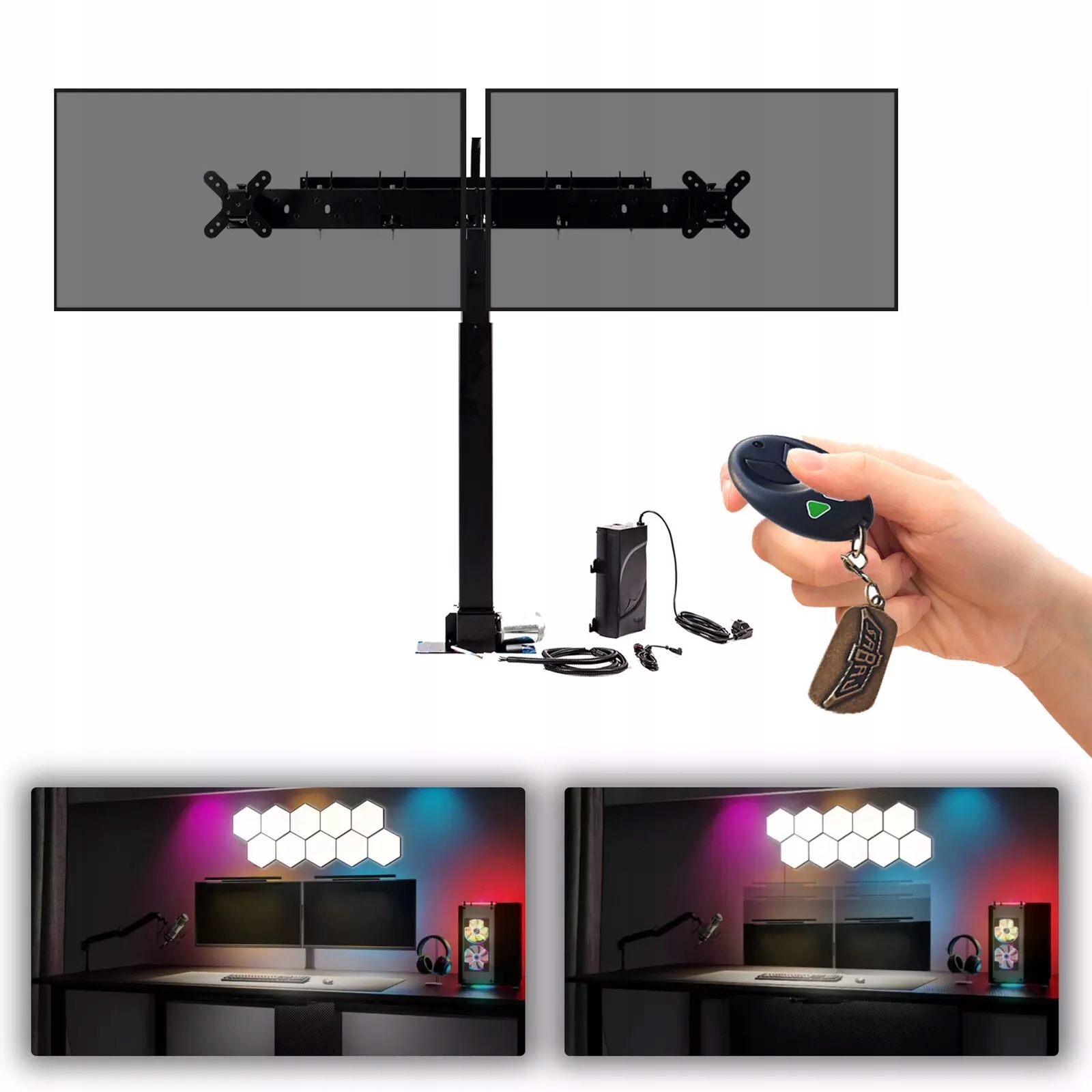 Winda do monitora do 48 cali Regulowane ramię na 2 monitory do 30kg K ...