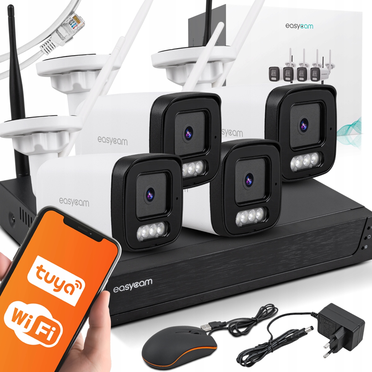 Zestaw EasyCam Wi-Fi 6 Kit/NVR4CH6W/4-3T3IR-A Audio - Sklep, Opinie, Cena w Allegro