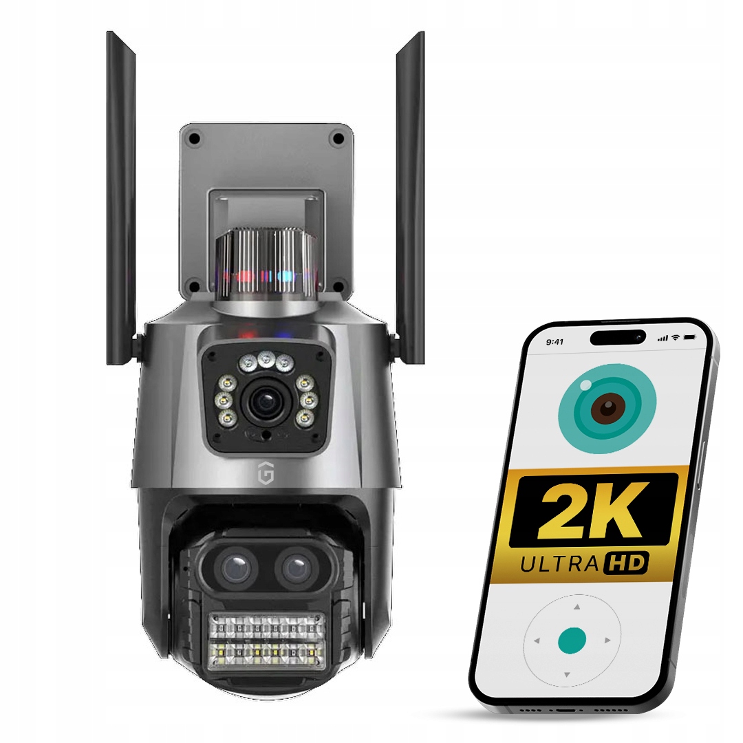 KAMERA ZEWNĘTRZNA IP WiFi OBROTOWA 9 MPX POTRÓJNA 3 x 3 MP 2K IP66 ZOOM ...