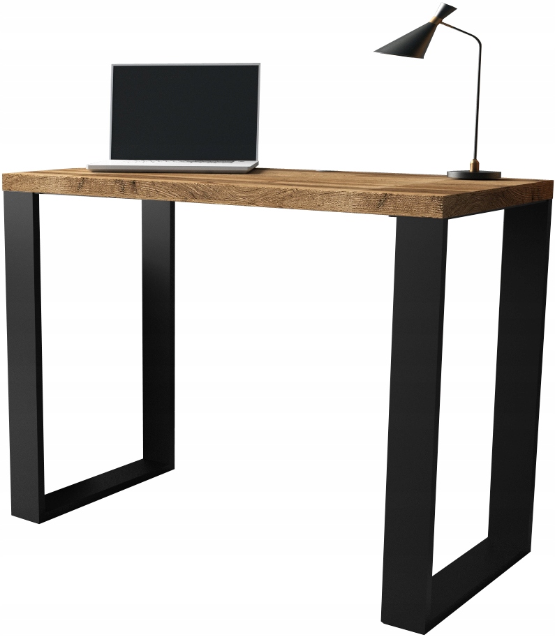 biurko loft loftowe w stylu loftowym 100 dąb wotan czarne metalowe nogi ...