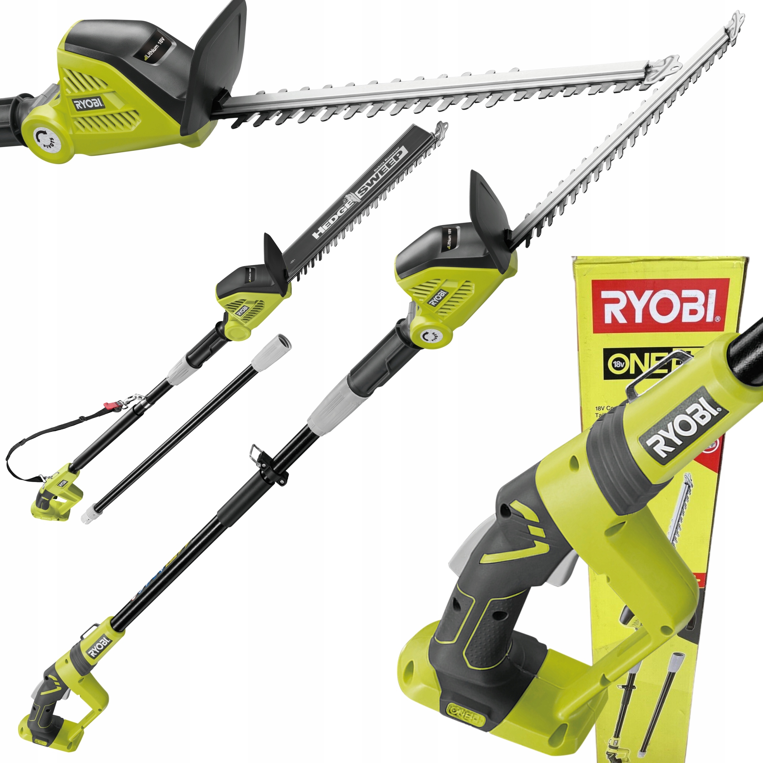 RYOBI SEKATOR NOŻYCE DO ŻYWOPŁOTU AKUMULATOROWE TELESKOPOWE 45CM ...