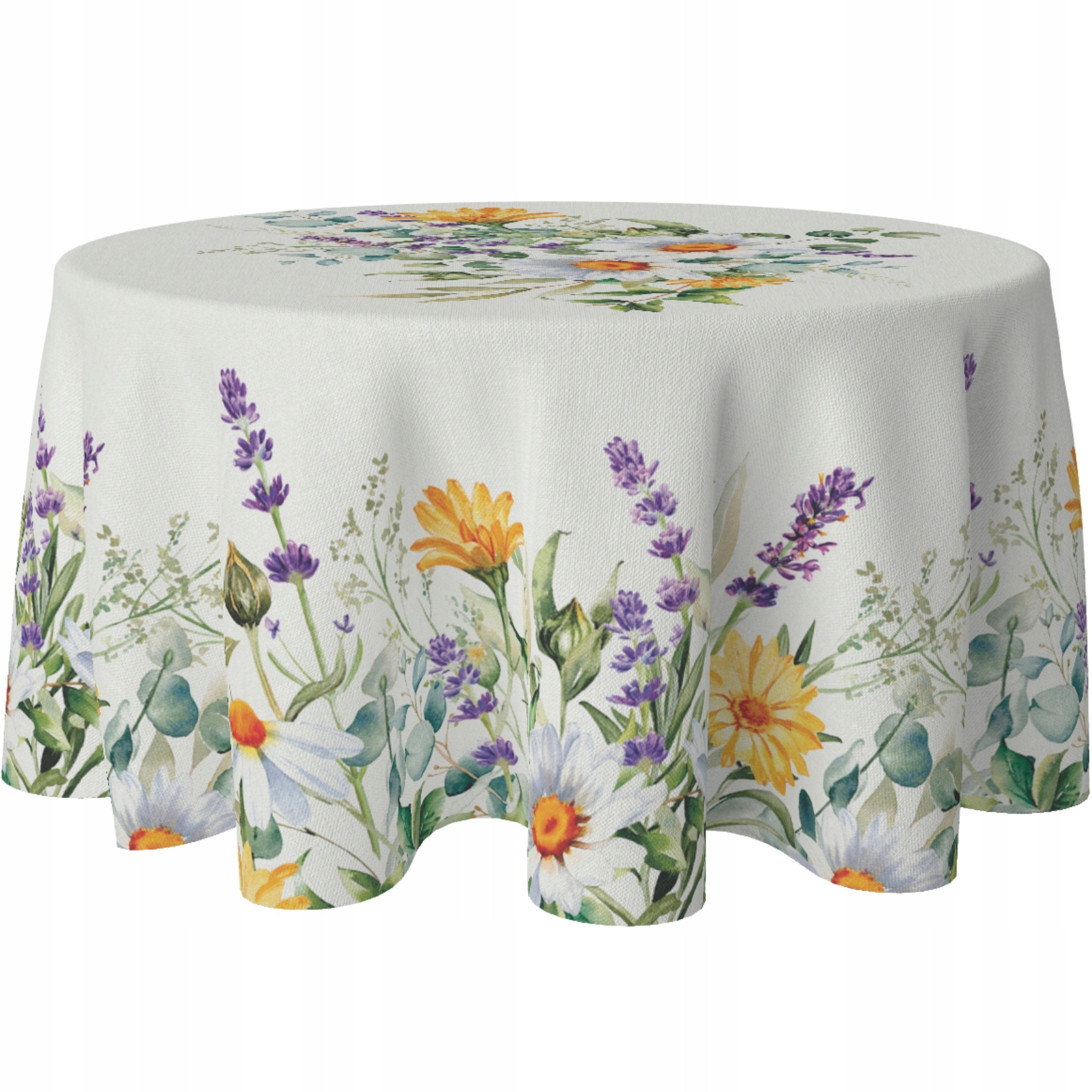 OBRUS OKRĄGŁY PLAMOODPORNY 140 CM NA STÓŁ KOŁO WIOSNA POLNE KWIATY WZÓR 807 (5908224221346 ...