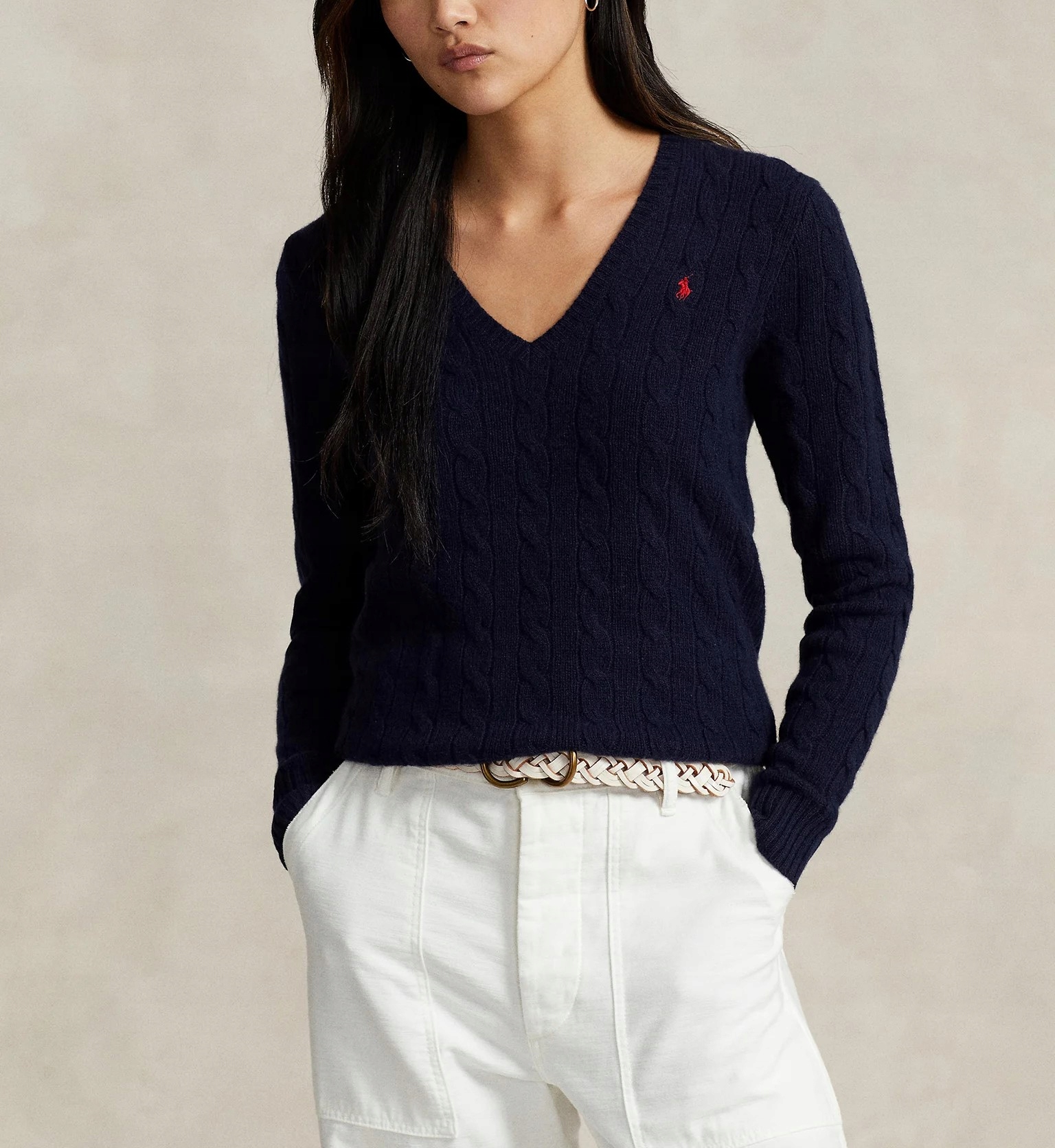 Sweter wełniany damski POLO RALPH LAUREN granatowy S 14961588588 ...